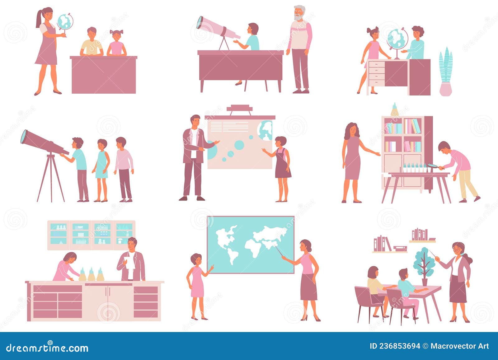 School Astronomy Flat Set stock vector. Illustration of decorative ...