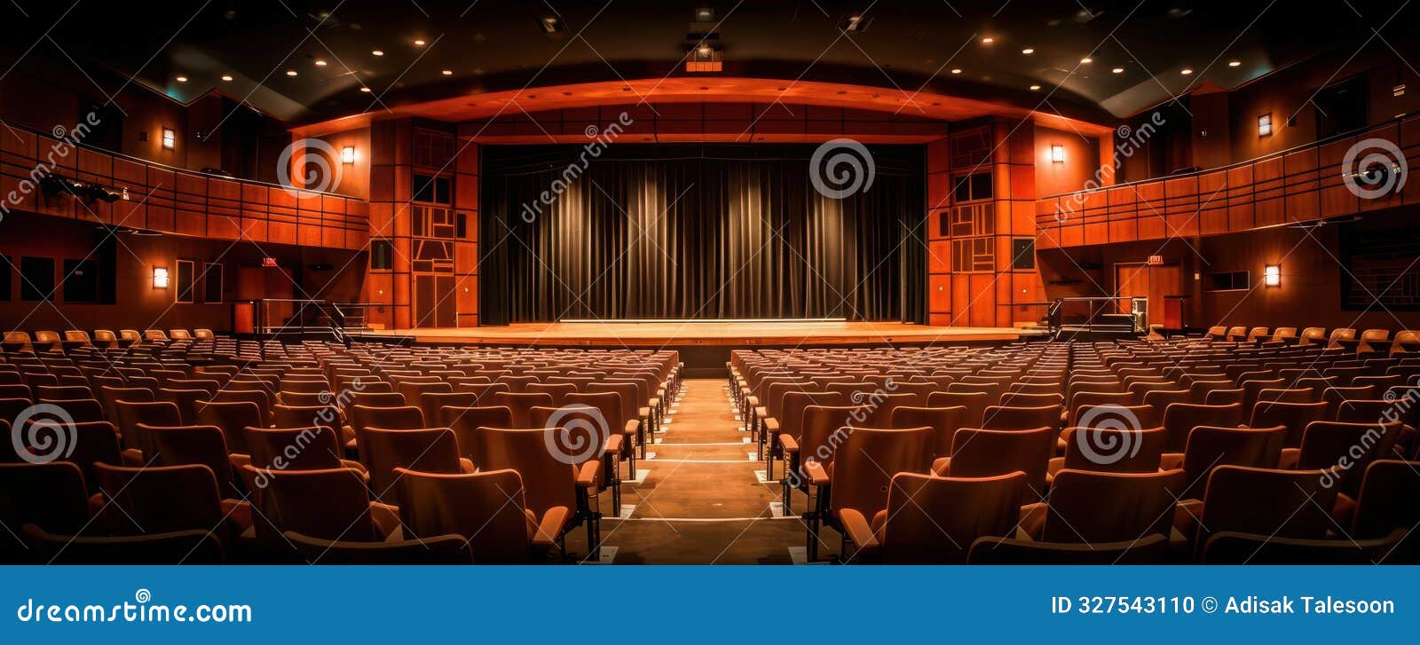 A School Auditorium With A Stage And Rows Of Seats Stock Photography ...
