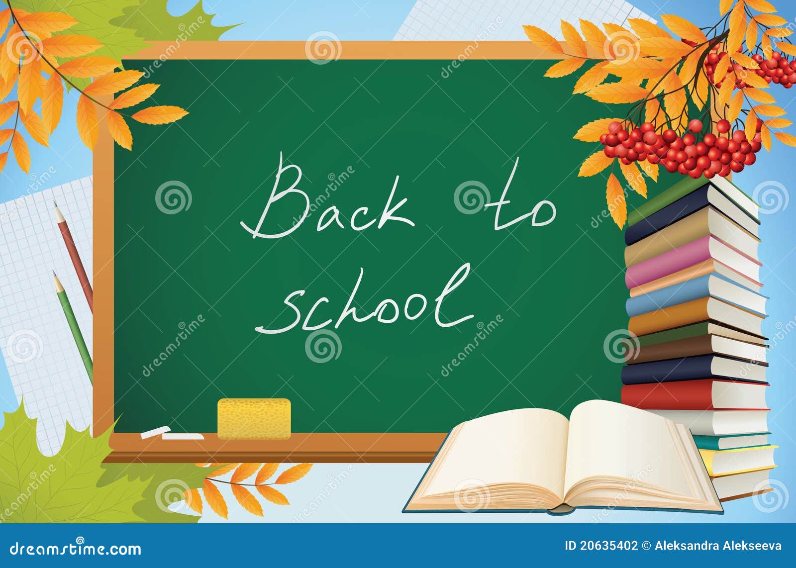 School Autumn Background with Blackboard Stock Vector - Illustration of ...