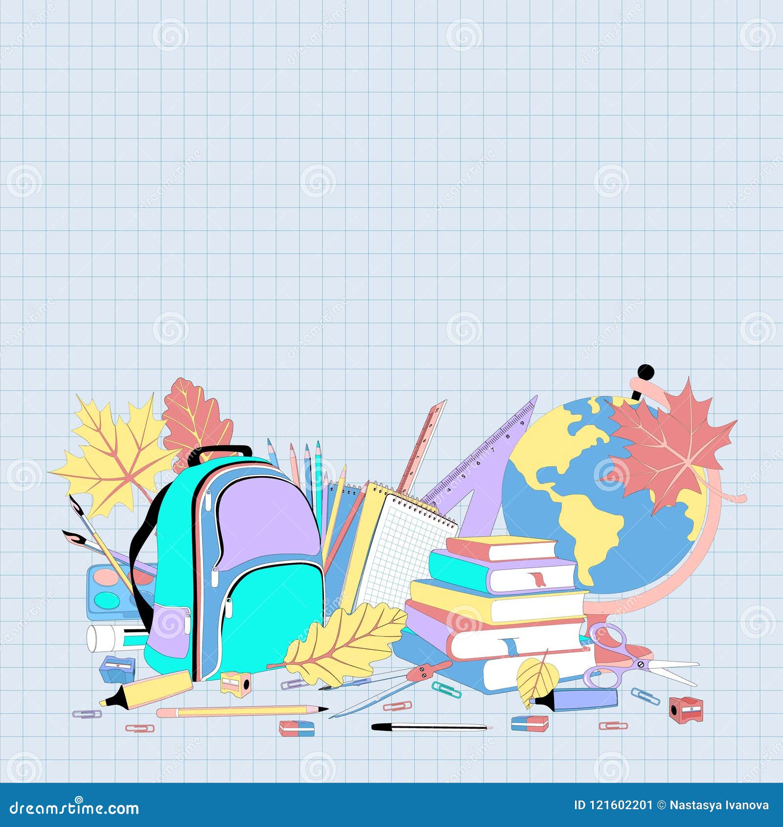 School Background with Autumn Leaves Stock Vector - Illustration of ...