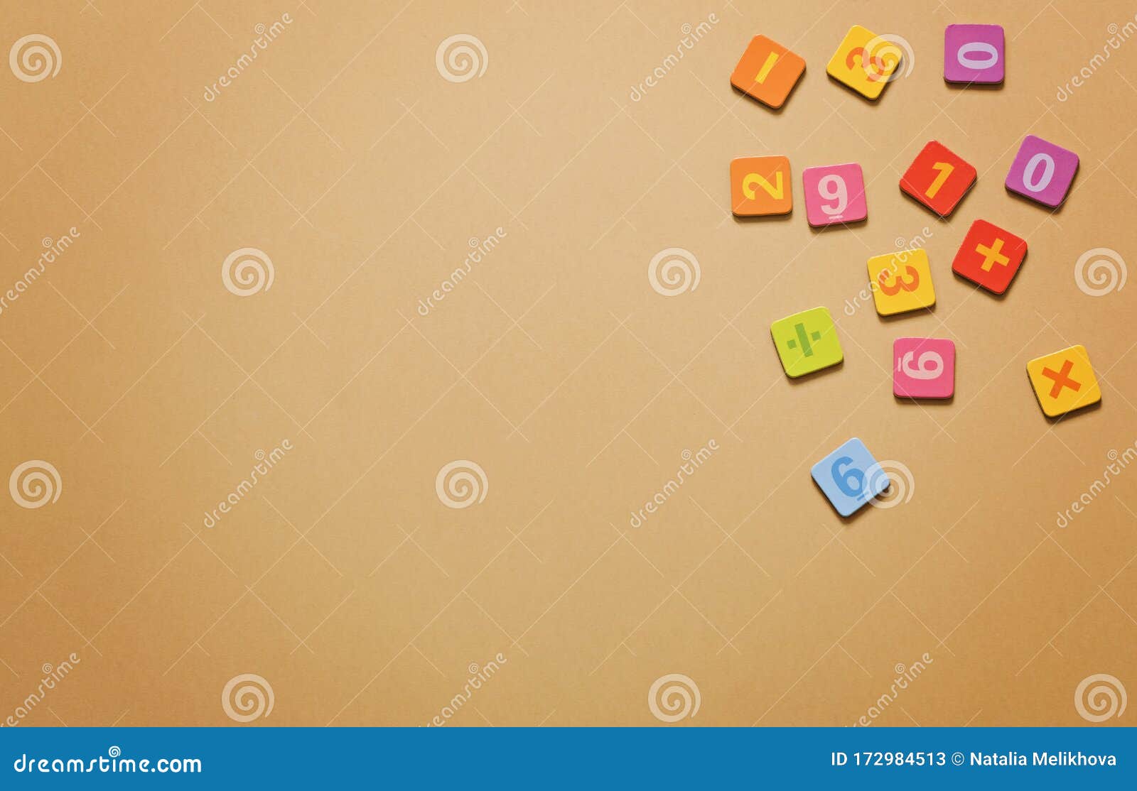 School Background - Numbers on Beige Background with Copy Space ...