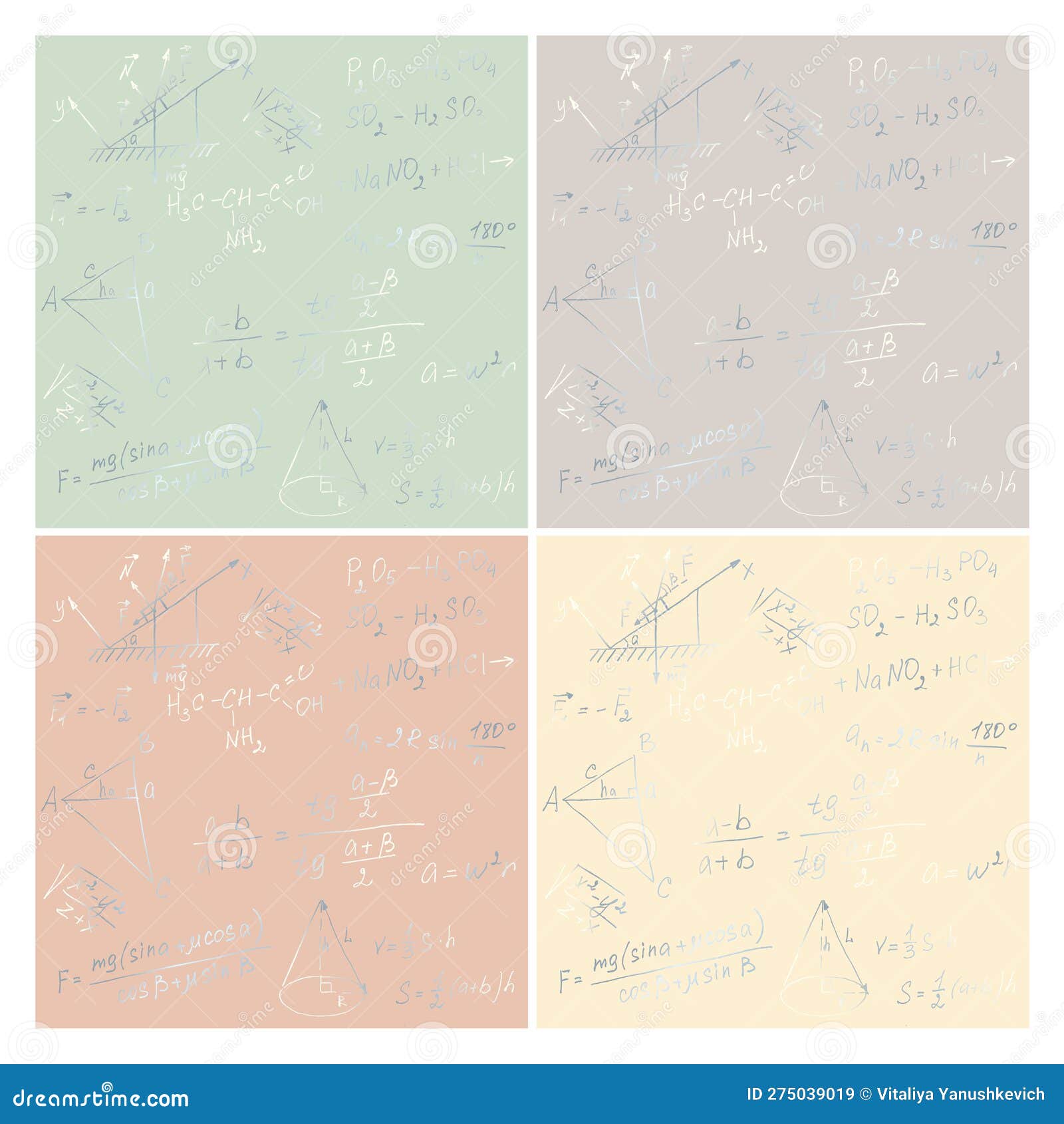 Scientific Formulas On A White Background, Styled With Bright Elements ...