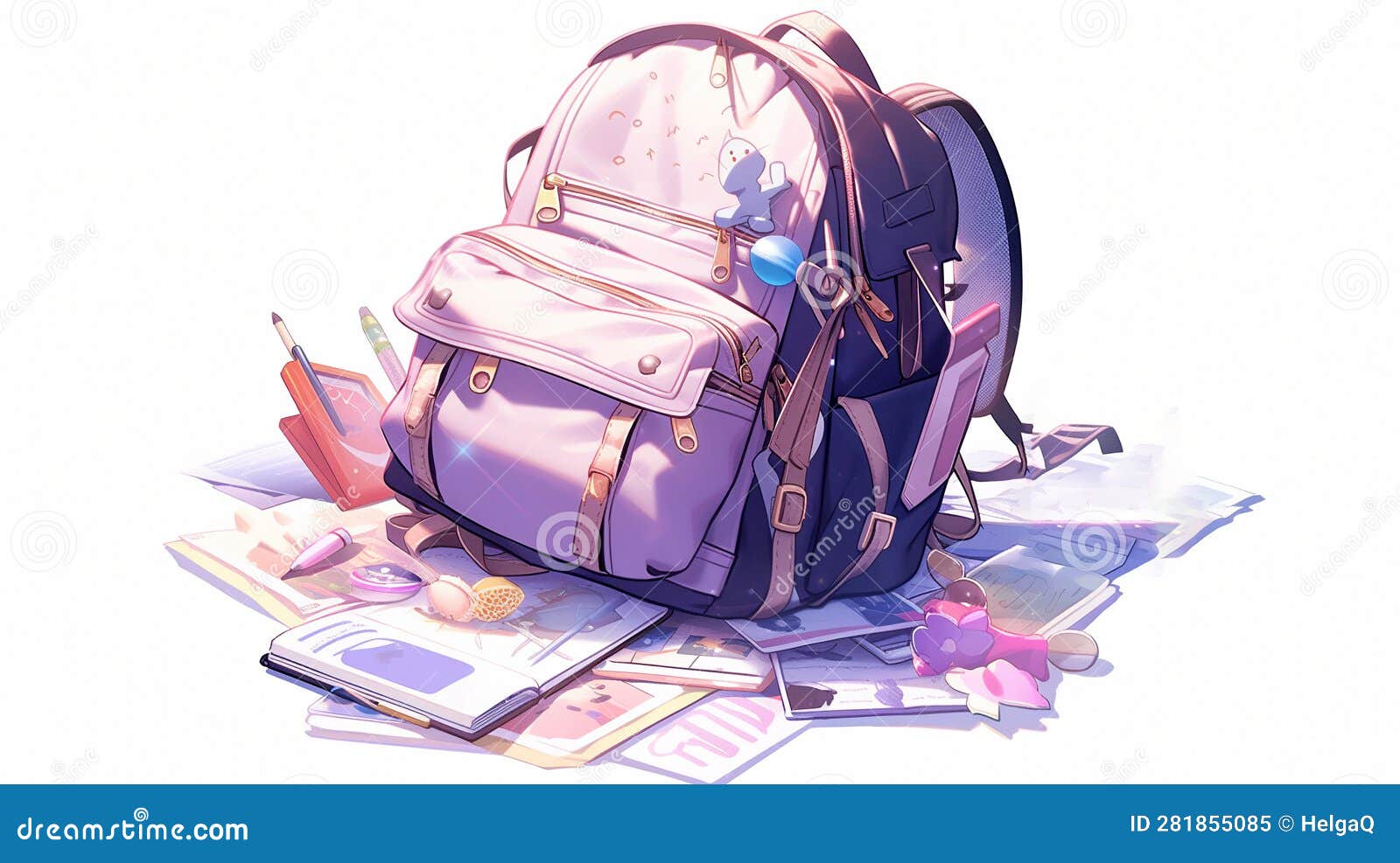 Drawing of School Satchel, Backpack for Books and Textbooks, School ...