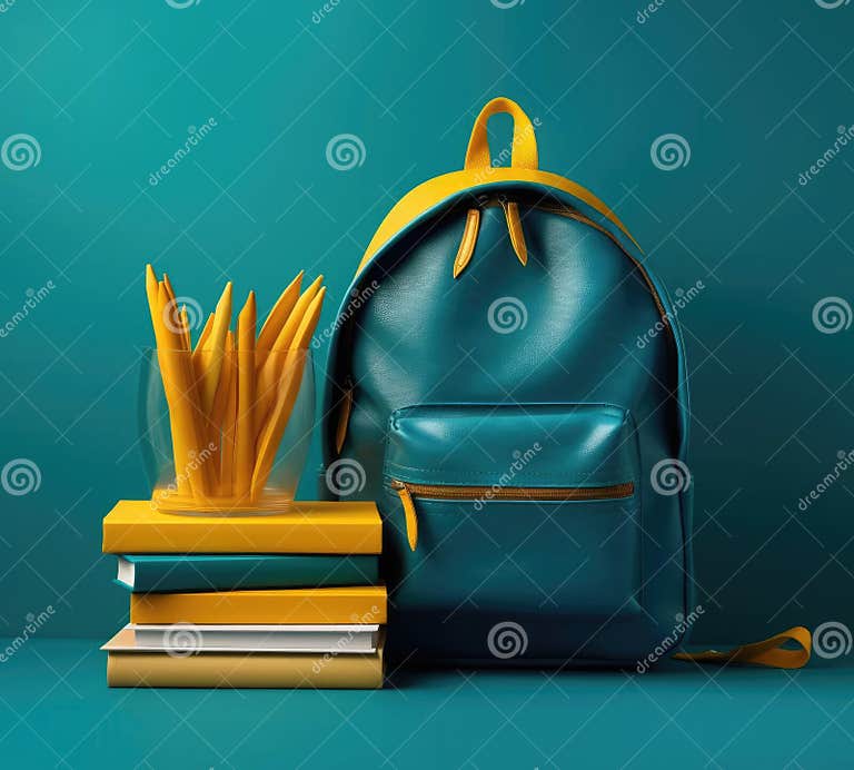 School Backpack with Books and Notebooks Stock Illustration ...