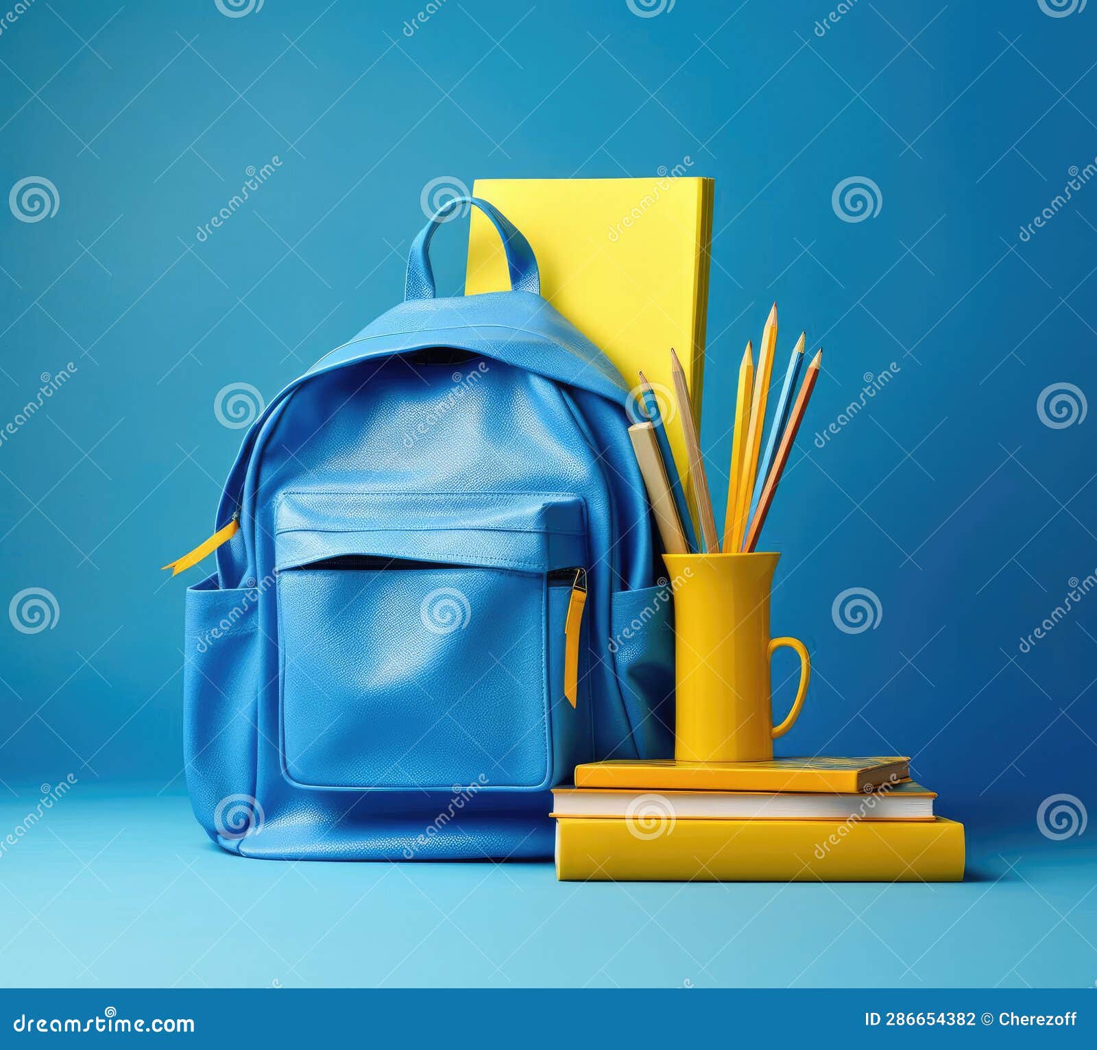 School Backpack with Books and Notebooks Stock Photo - Image of ...