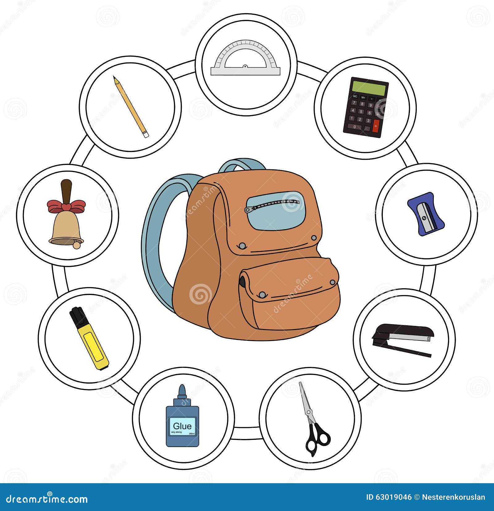 Backpack Contents. Every Day Carry Objects Vector Illustration ...