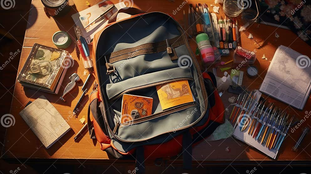 School Backpack on a Desk, for Learning Stock Illustration ...