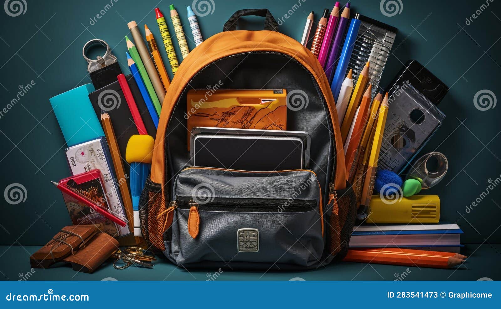 School Backpack on a Desk, for Learning Stock Illustration ...