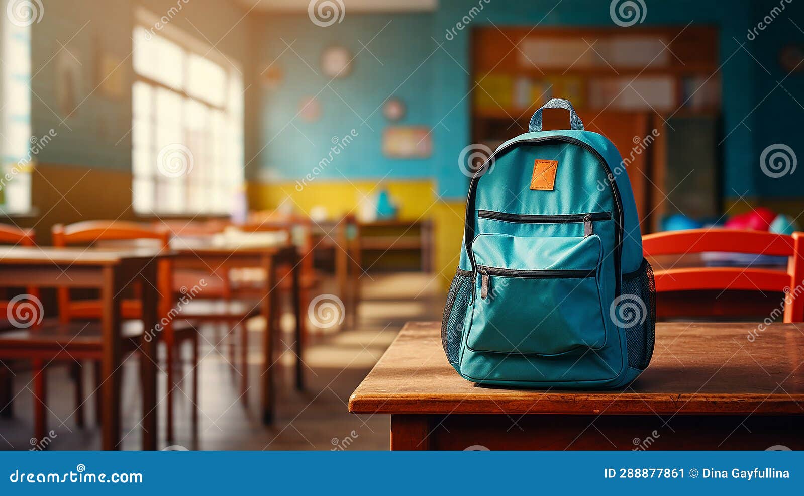 The School Backpack is on the School Desk in the Study Room Stock ...