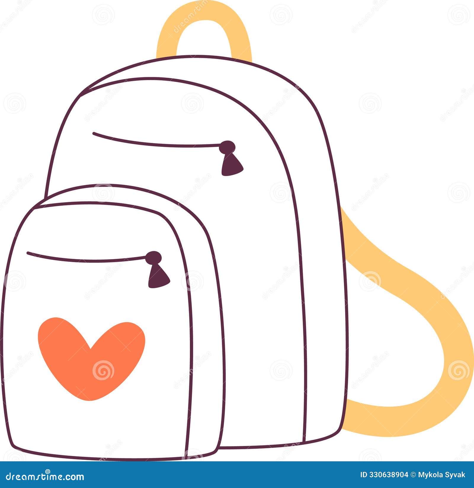 School Backpack with Heart Doodle Stock Vector - Illustration of ...