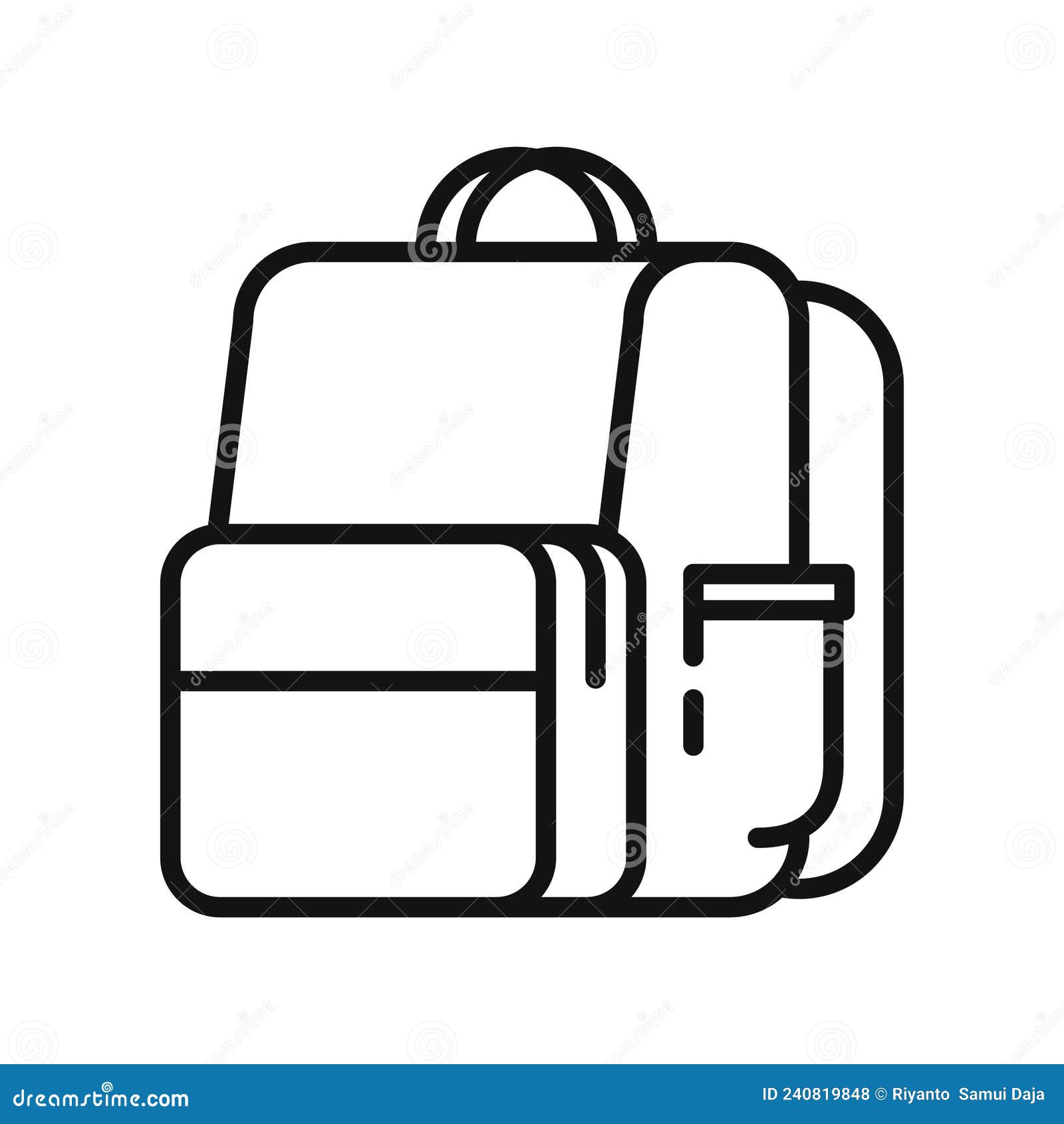 School Backpack Icon Black and White Illustration Stock Vector ...