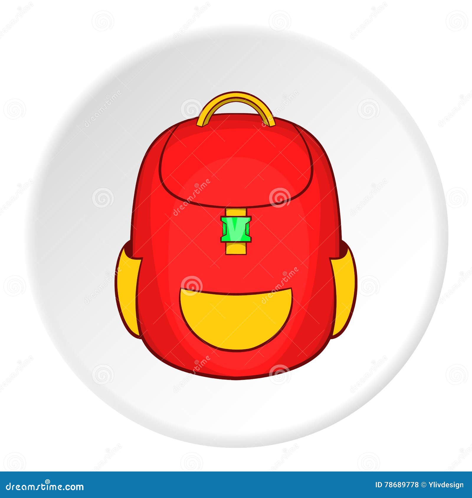School Backpack Icon, Cartoon Style Stock Vector - Illustration of full ...