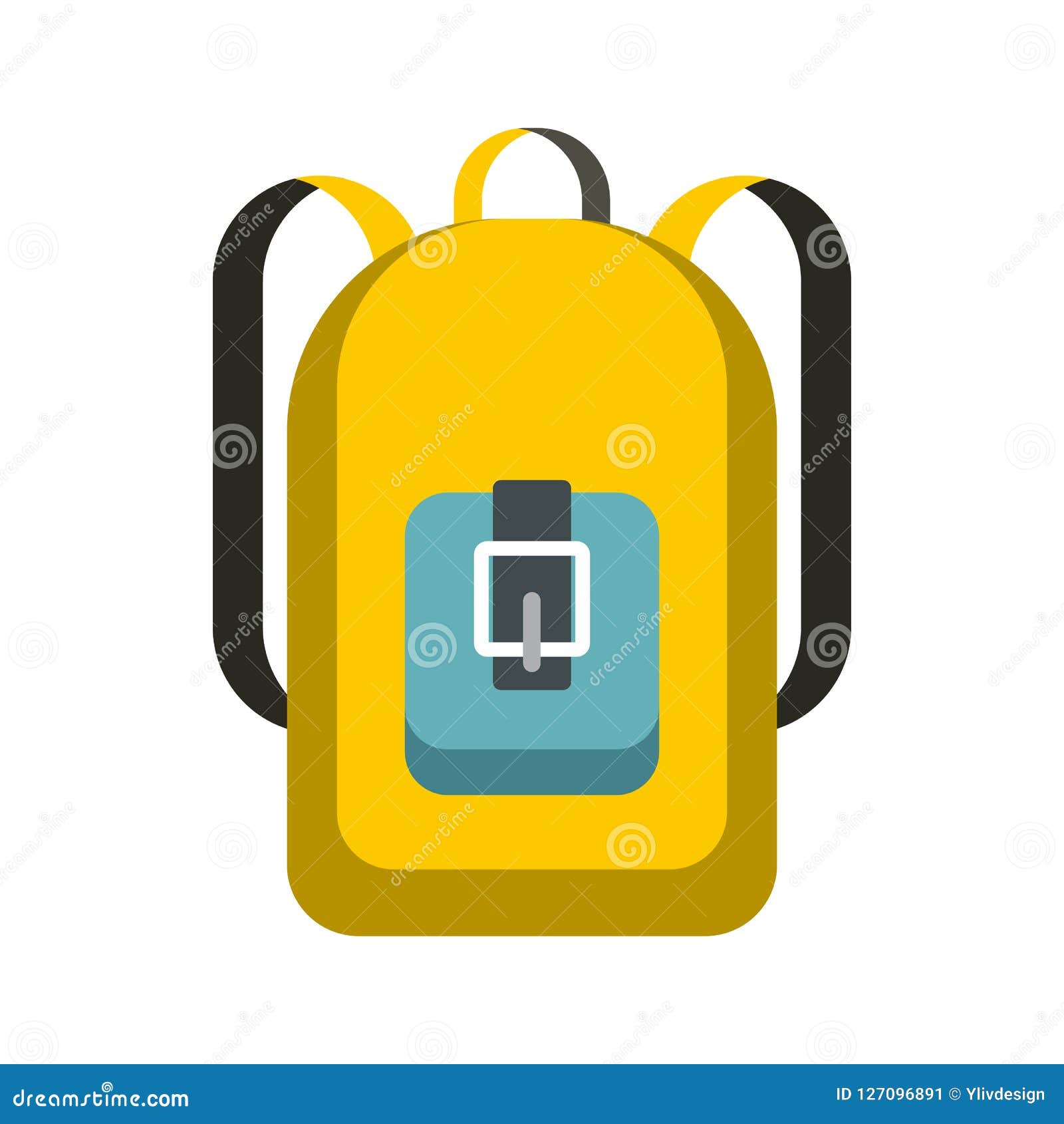School Backpack Icon, Flat Style Stock Illustration - Illustration of ...