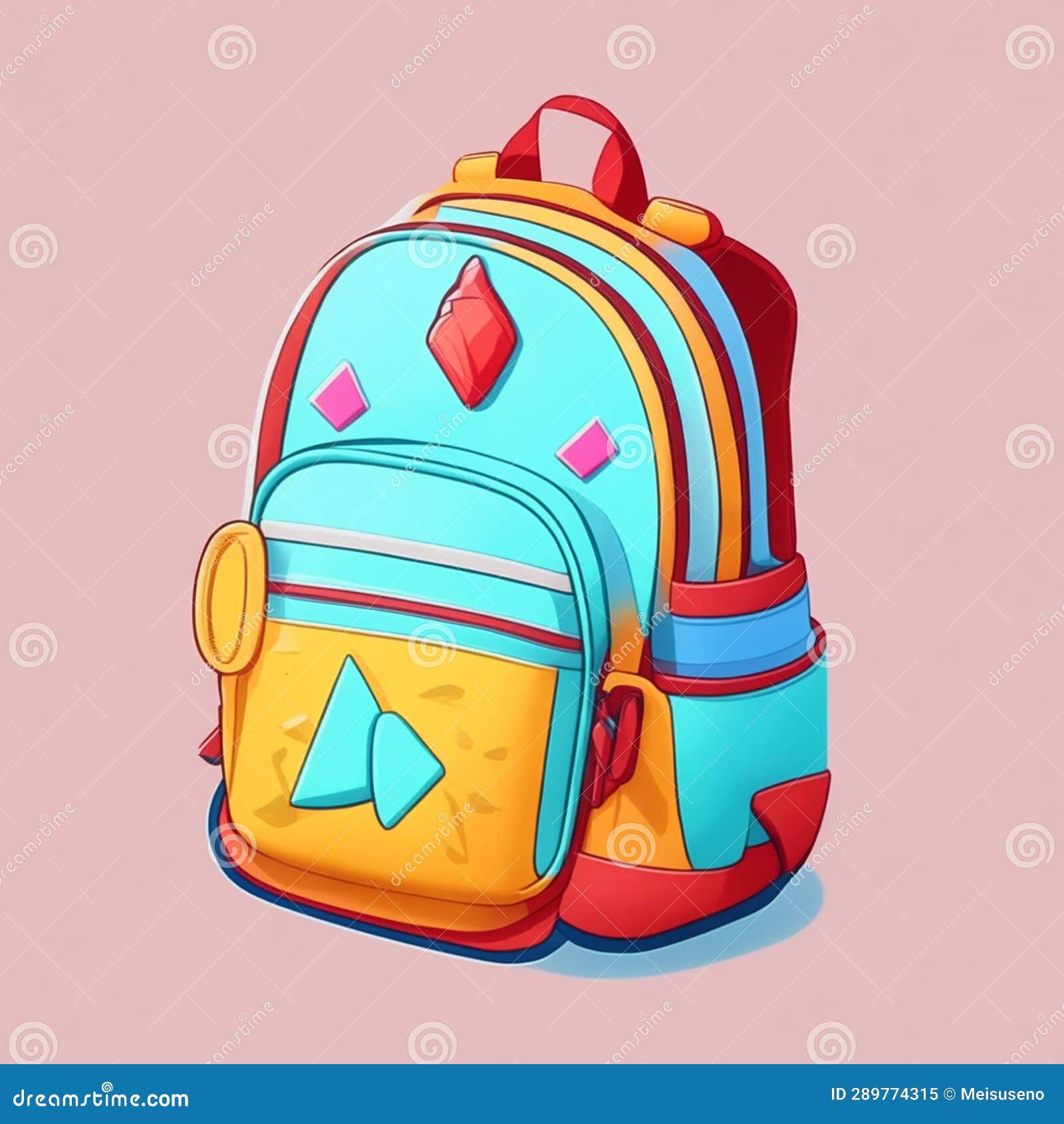 School Backpack in Illustration Cartoon Style Stock Illustration ...