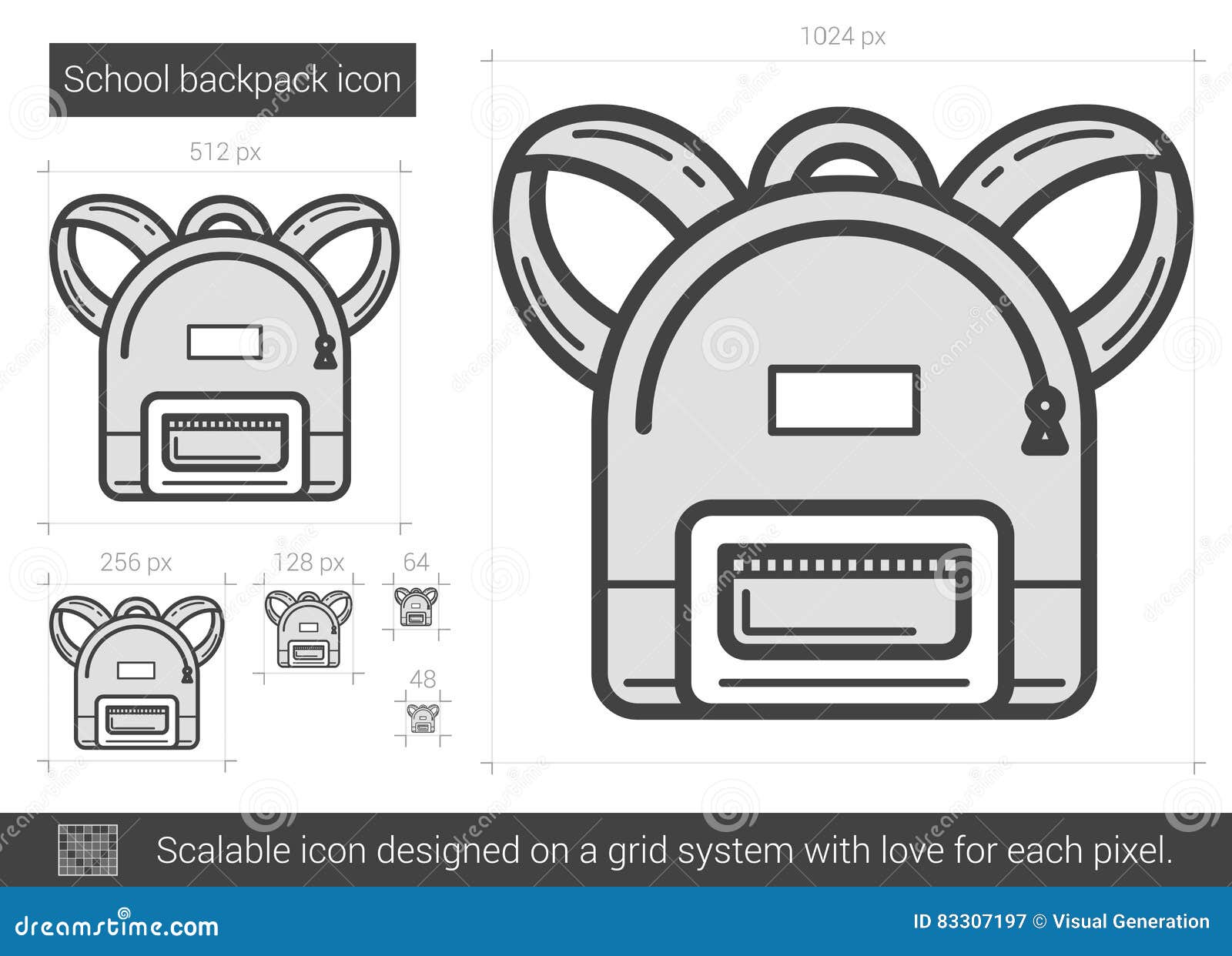 School backpack line icon. stock vector. Illustration of backpack ...