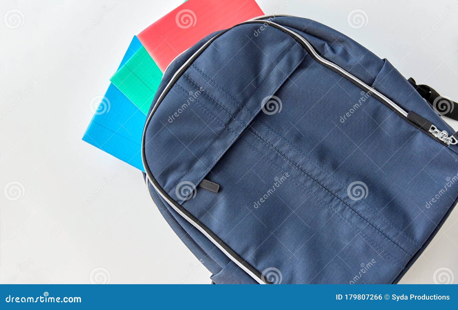 School Backpack with Notebooks on Table Stock Photo - Image of layout ...