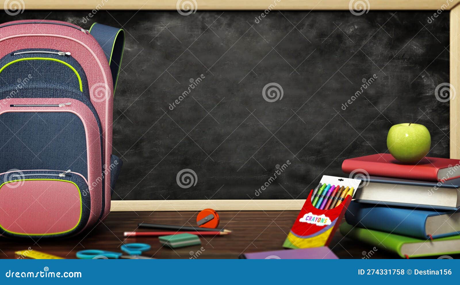 School Backpack and Objects Standing on the Table Against Black ...