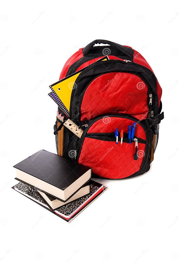 School Backpack Overflowing with Supplies Stock Photo - Image of ...