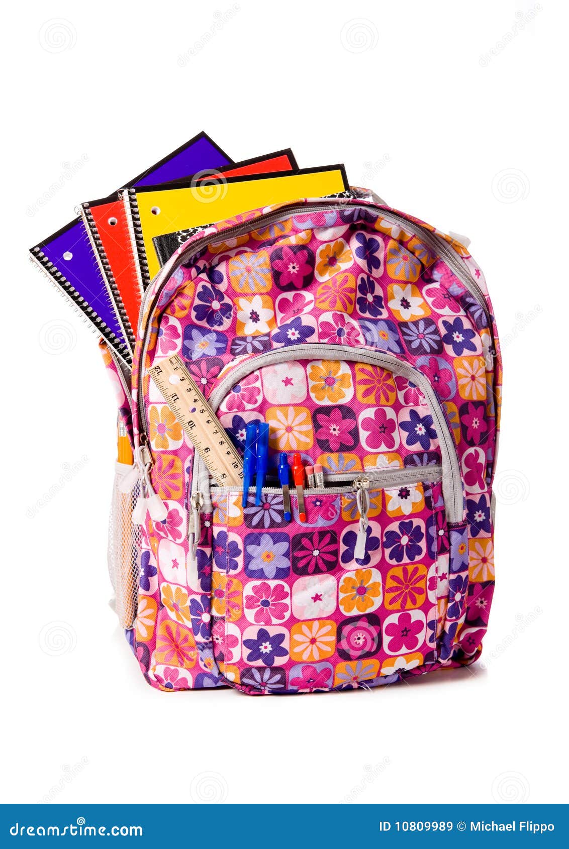 School Backpack Overflowing with Supplies Stock Image - Image of ...