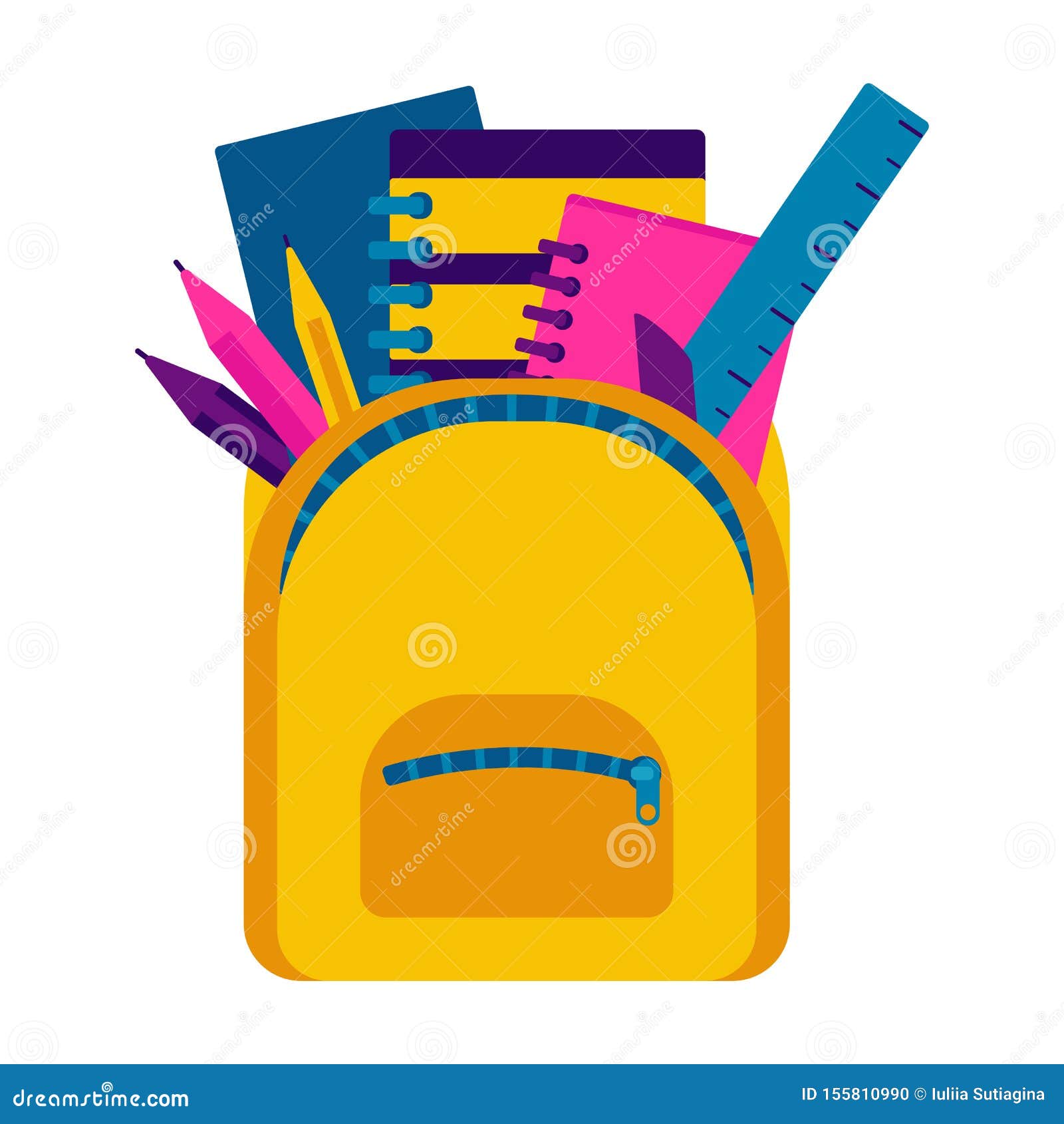 School Backpack and School Stuff. Back To School with School Supplies ...