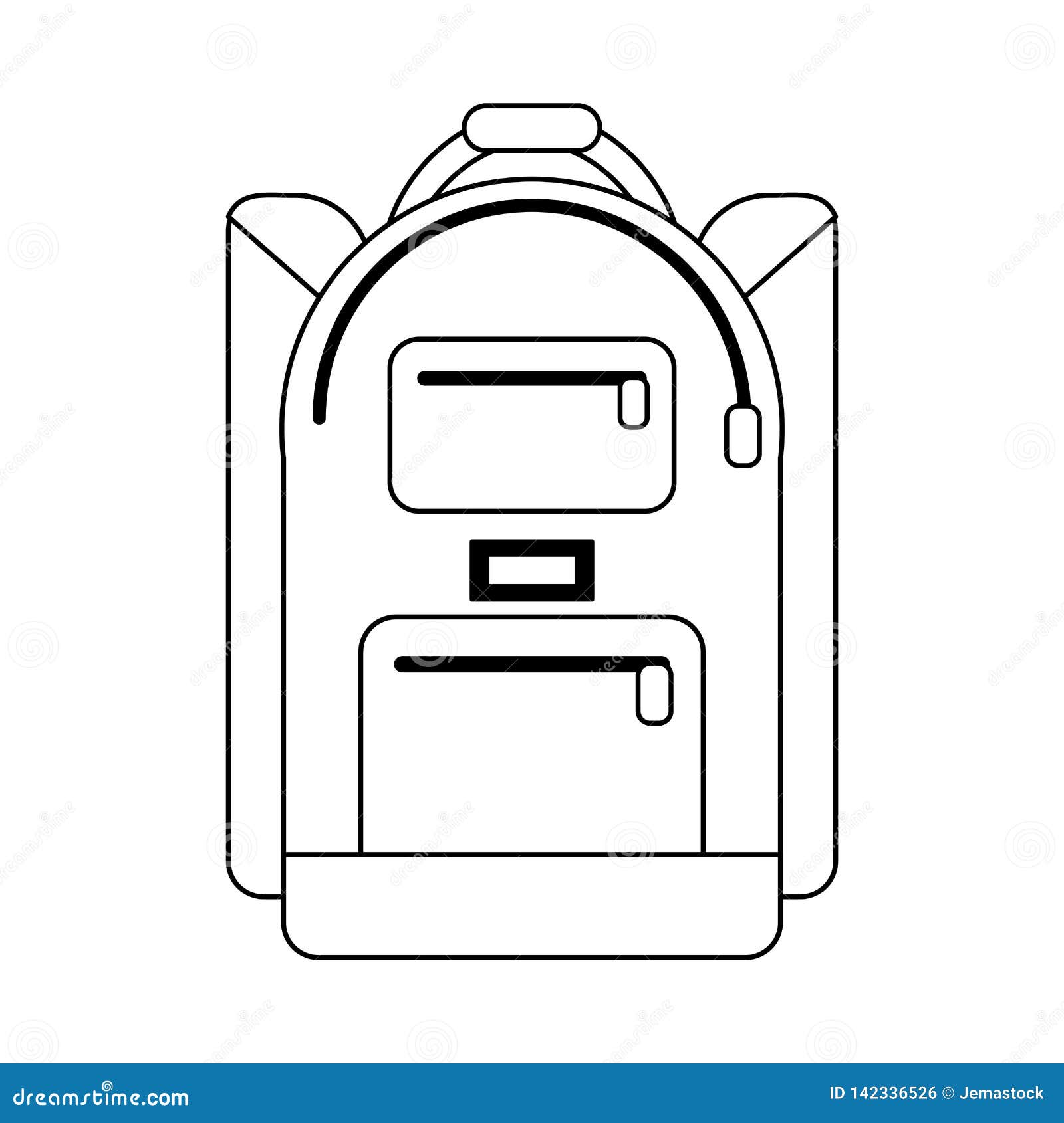 School Backpack Symbol Isolated in Black and White Stock Vector ...