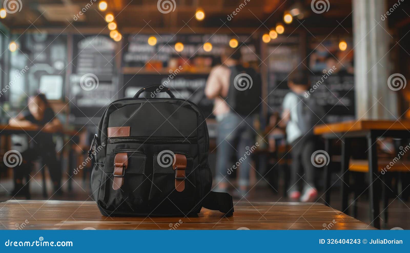 School Backpack on Table with Blurred Classroom of Kids in Background ...