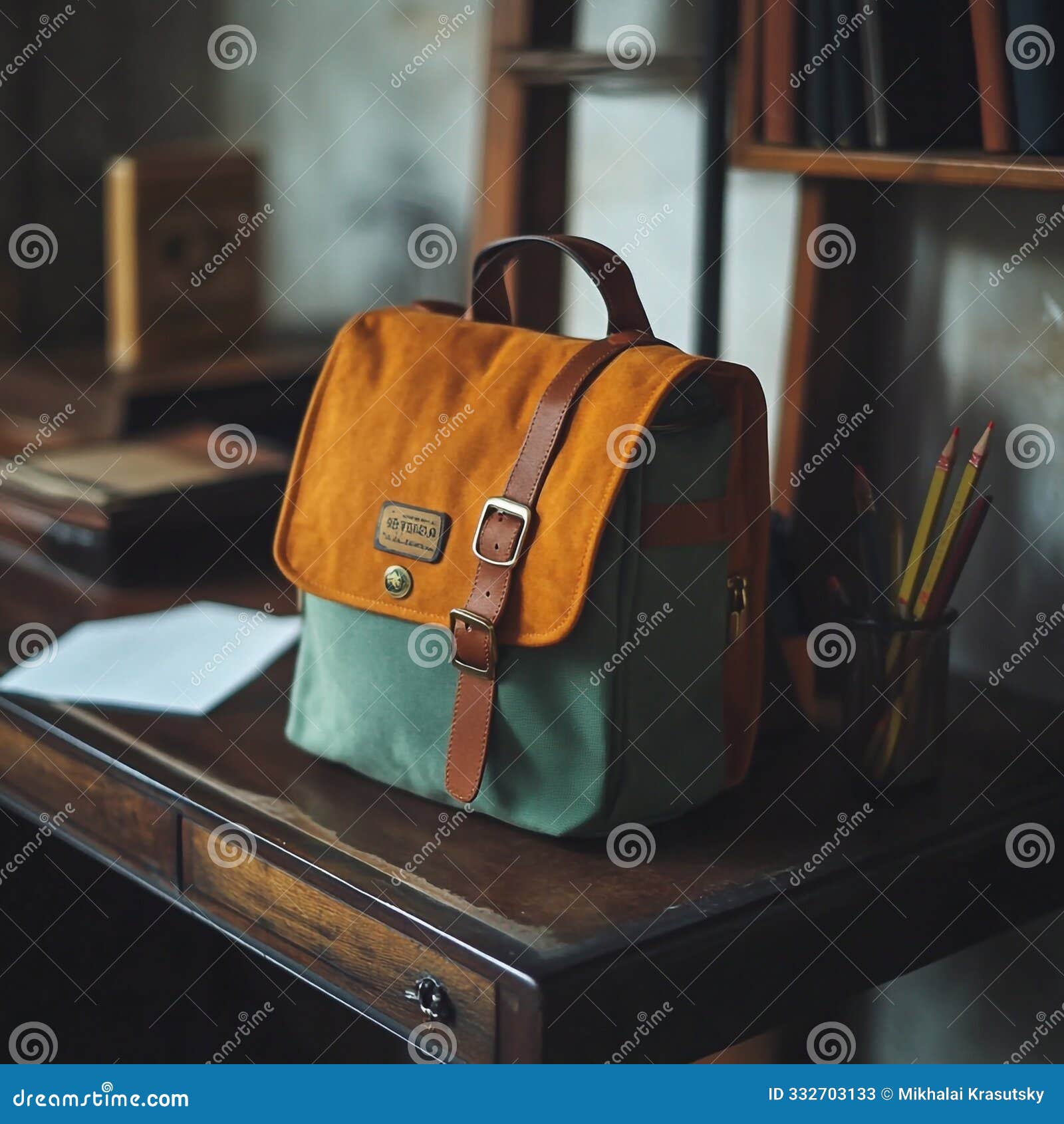A School Backpack on a Desk with Colorful School Supplies. Stock ...