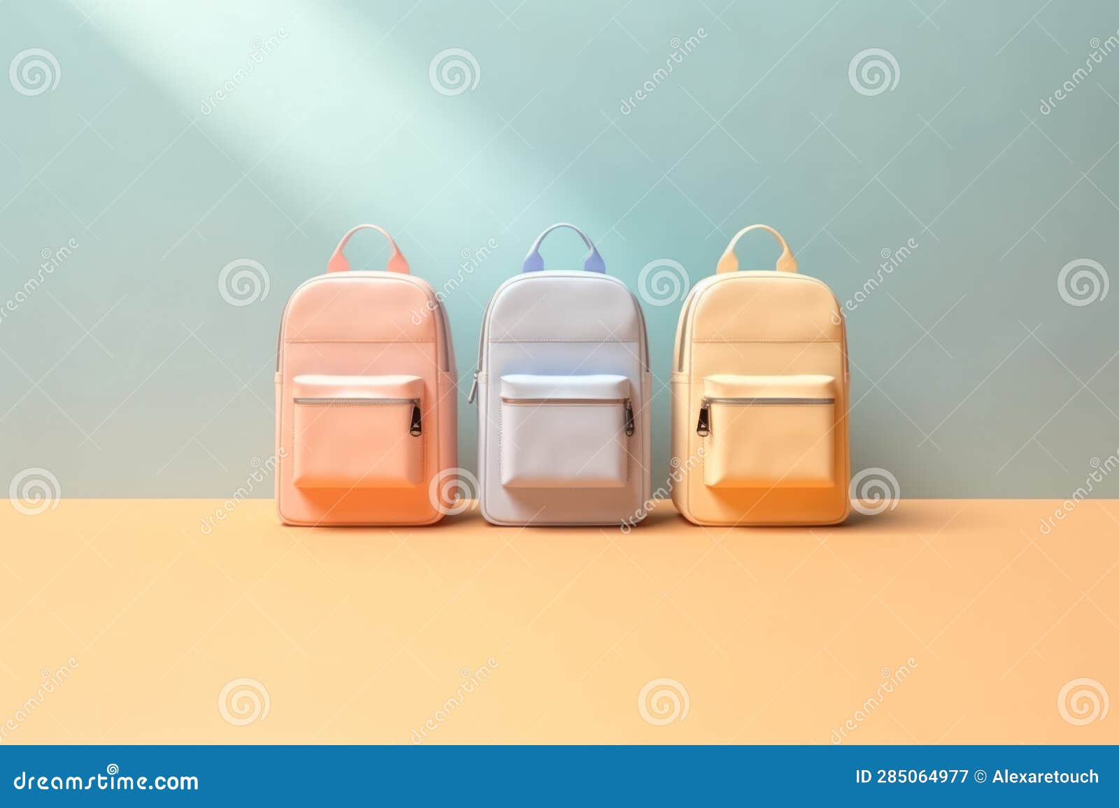 School Backpacks in Pastel Colors on a Pastel Background Stock ...