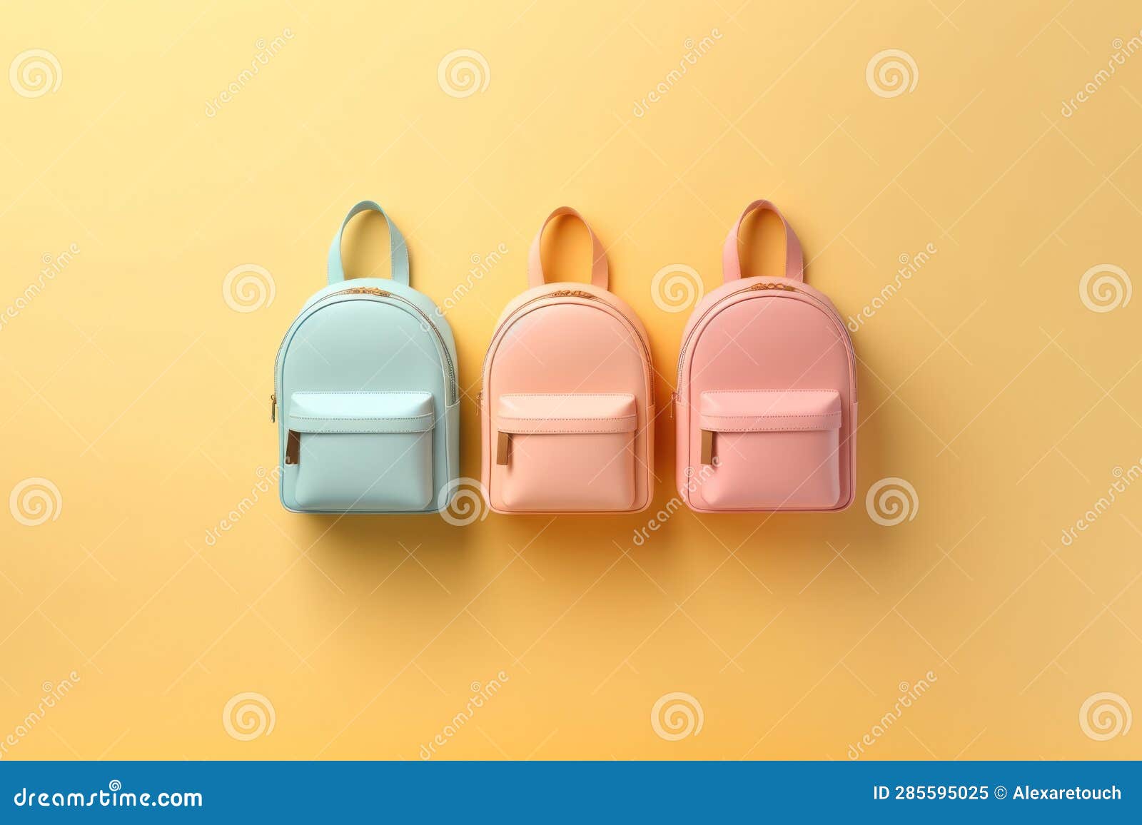 School Backpacks in Pastel Colors on a Pastel Background Stock ...