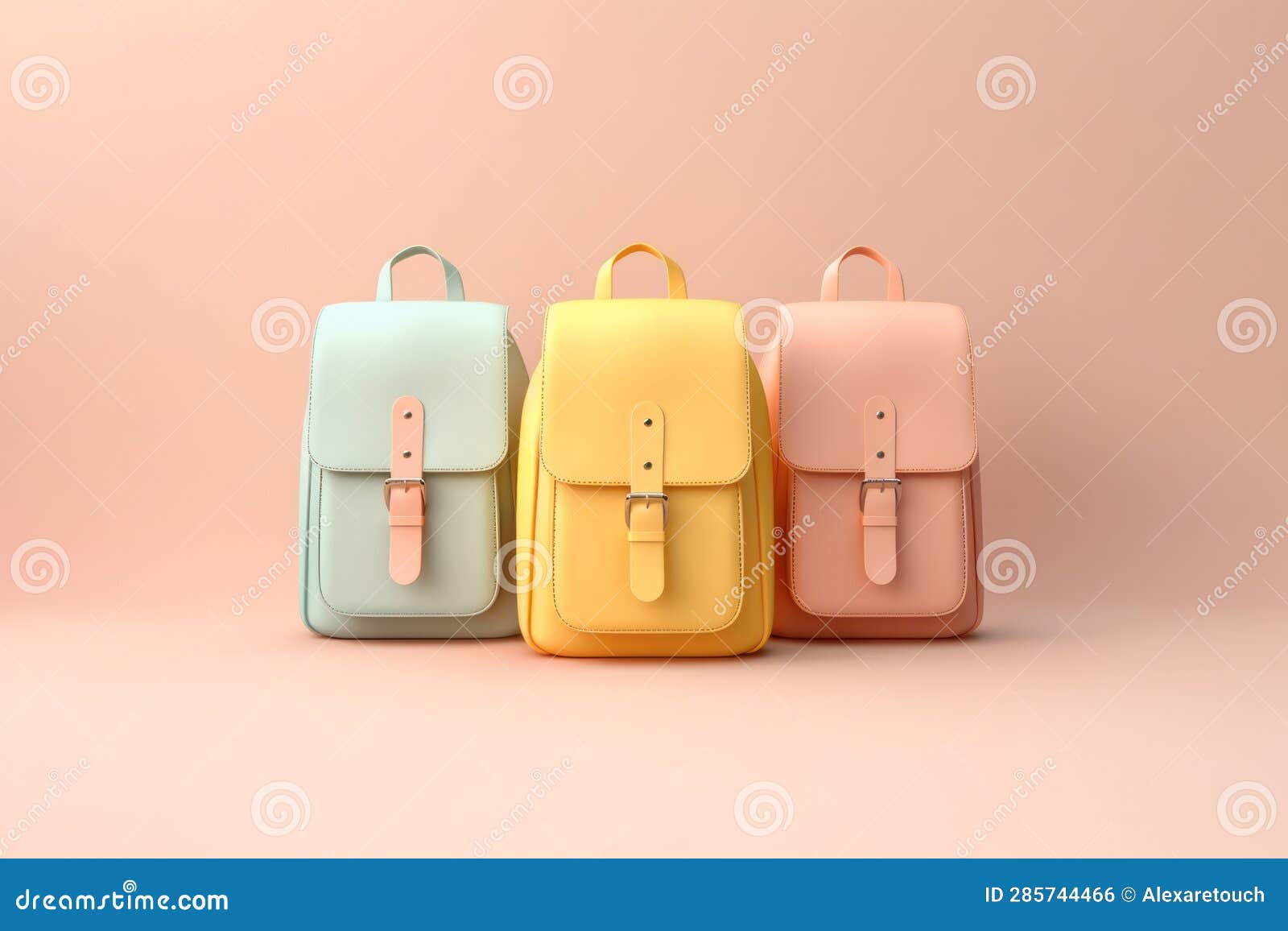 School Backpacks in Pastel Colors on a Pastel Background Stock ...