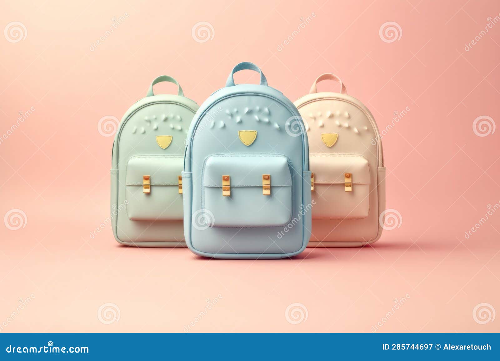 School Backpacks in Pastel Colors on a Pastel Background Stock ...