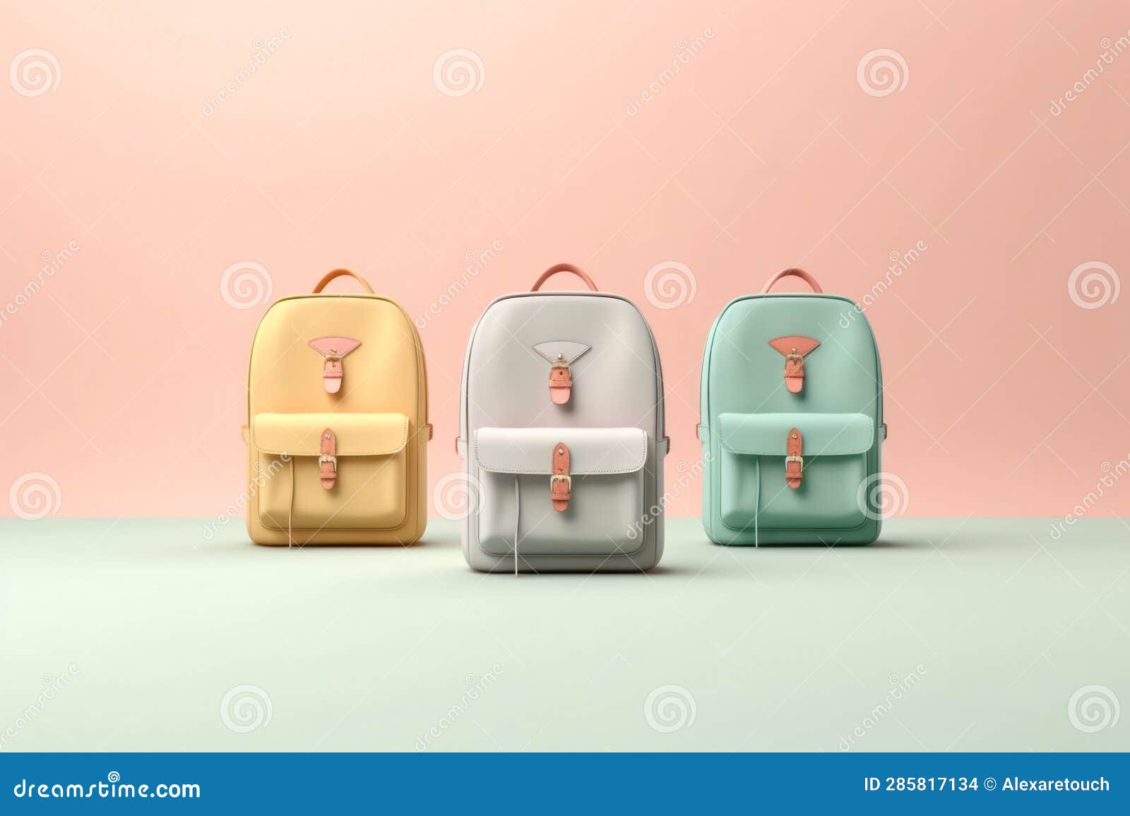 School Backpacks in Pastel Colors on a Pastel Background Stock ...