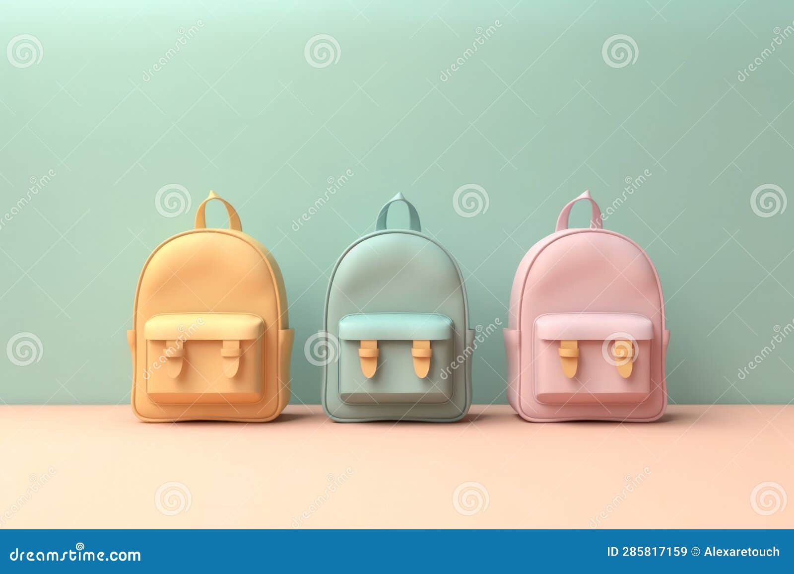 School Backpacks in Pastel Colors on a Pastel Background Stock ...