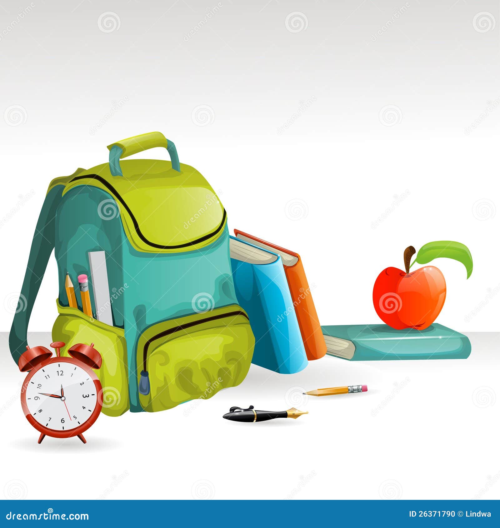 Backpack Clip Art With Books Cartoon Back To School Supplies Clipart