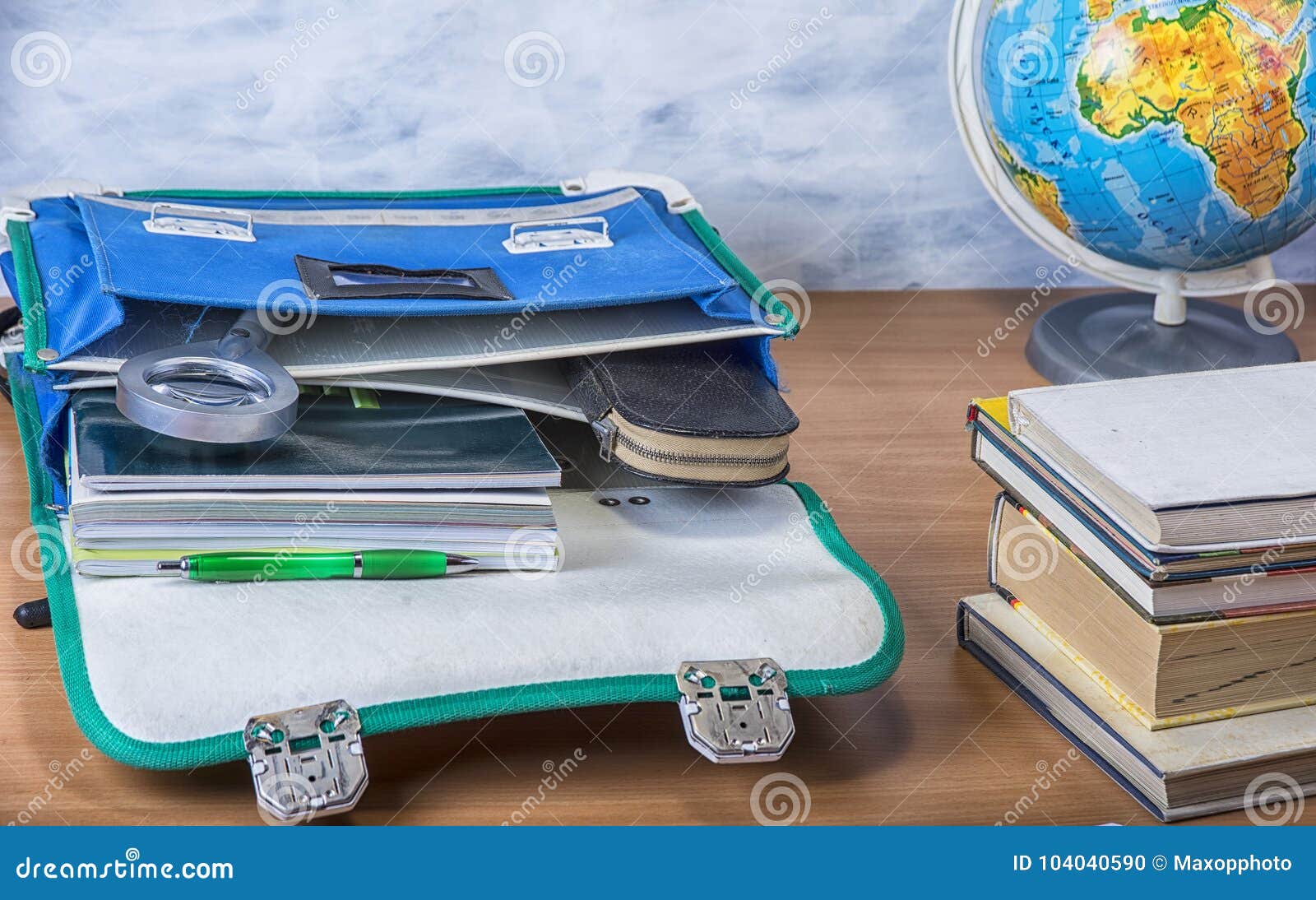 School Bag With Books, Notebooks, Pen And Pencils. Stock Photo - Image ...