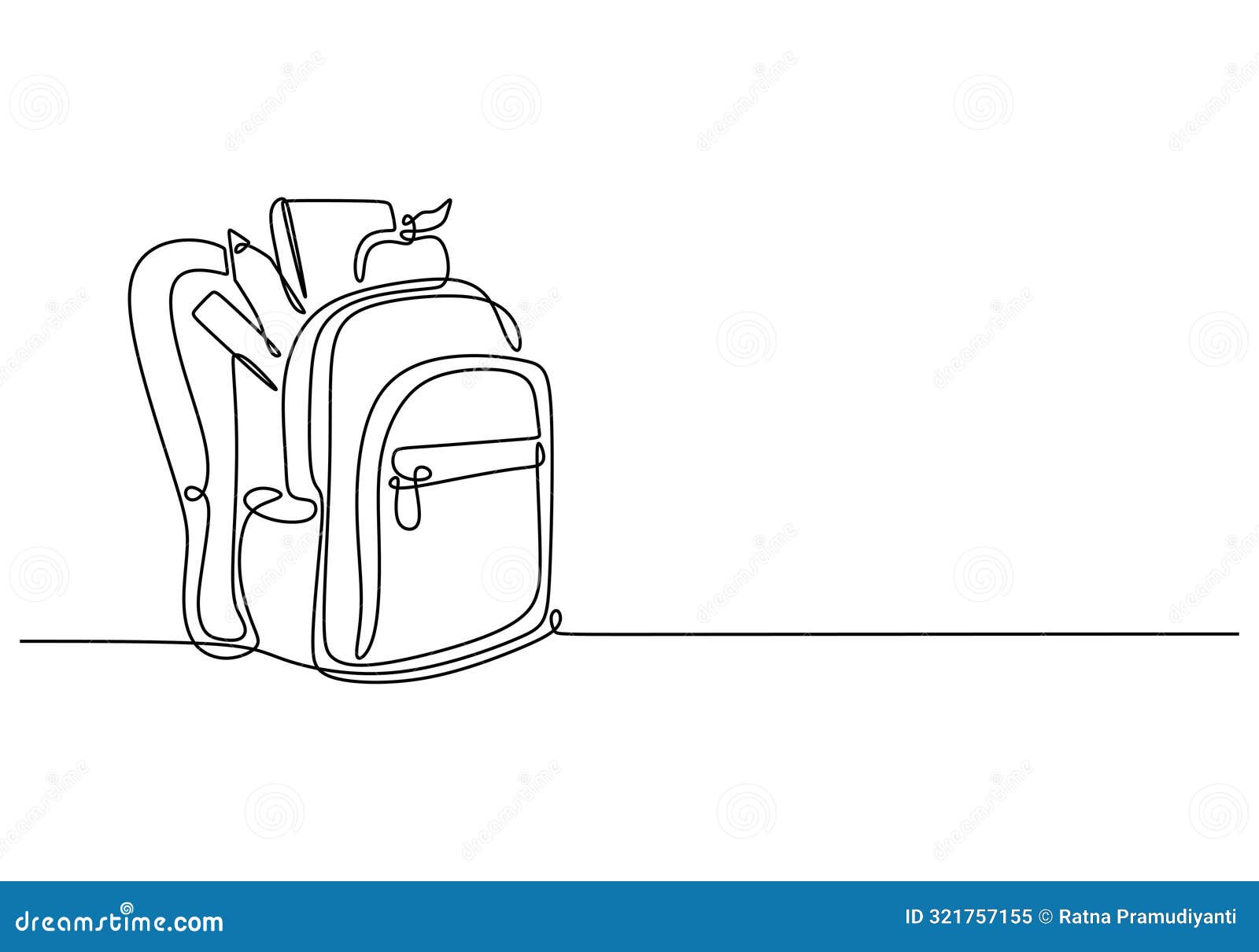 School Bag in Continuous One Line Art Drawing. Vector Illustration ...