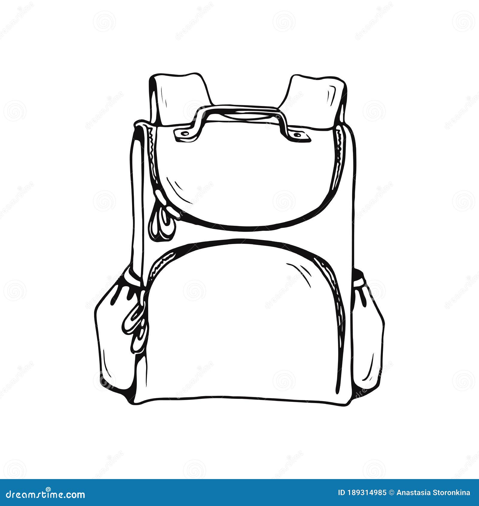 School Bag Front View Outline Vector Sketches Isolated Stock Vector ...