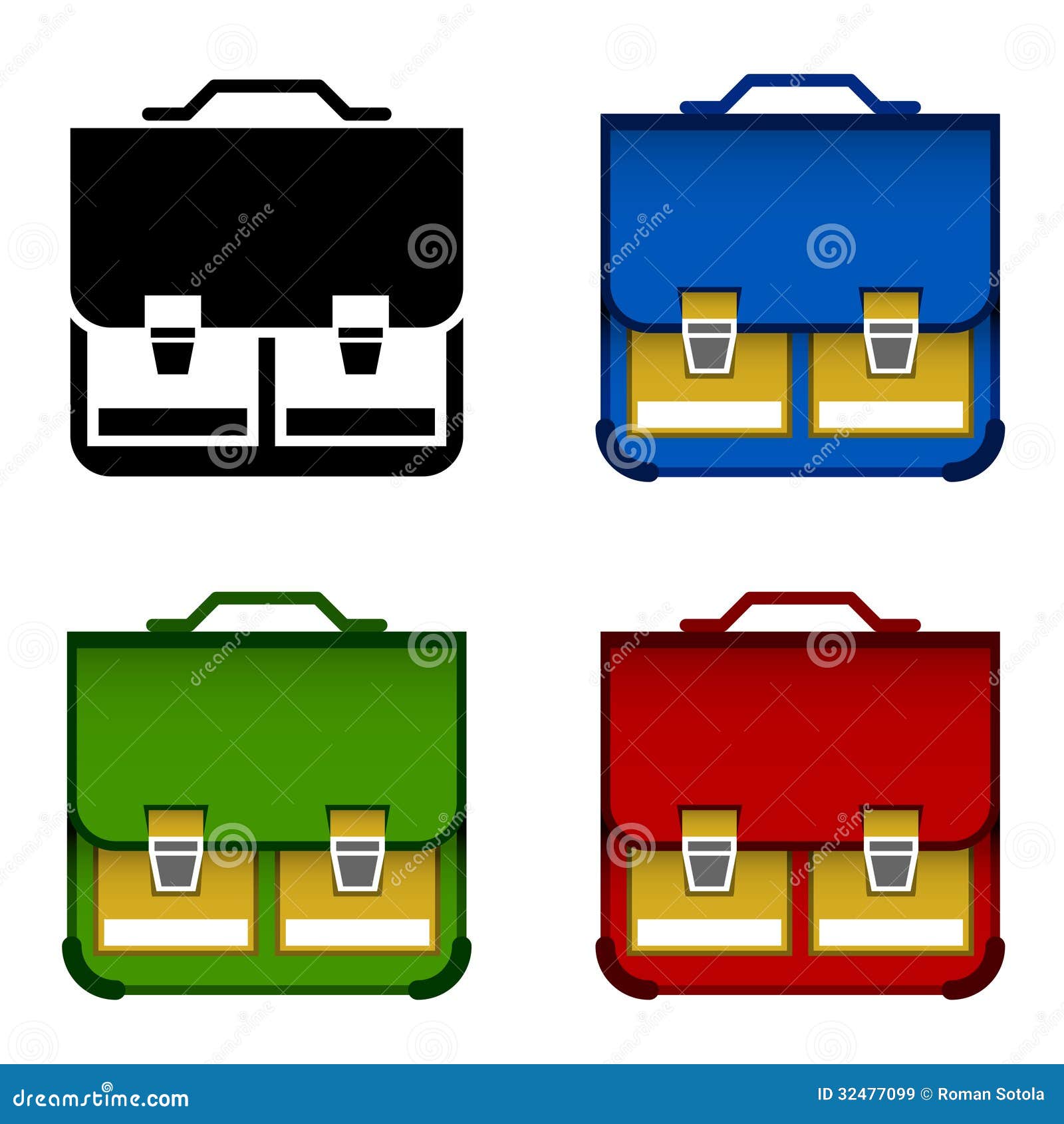 School bag icons stock vector. Illustration of collection - 32477099