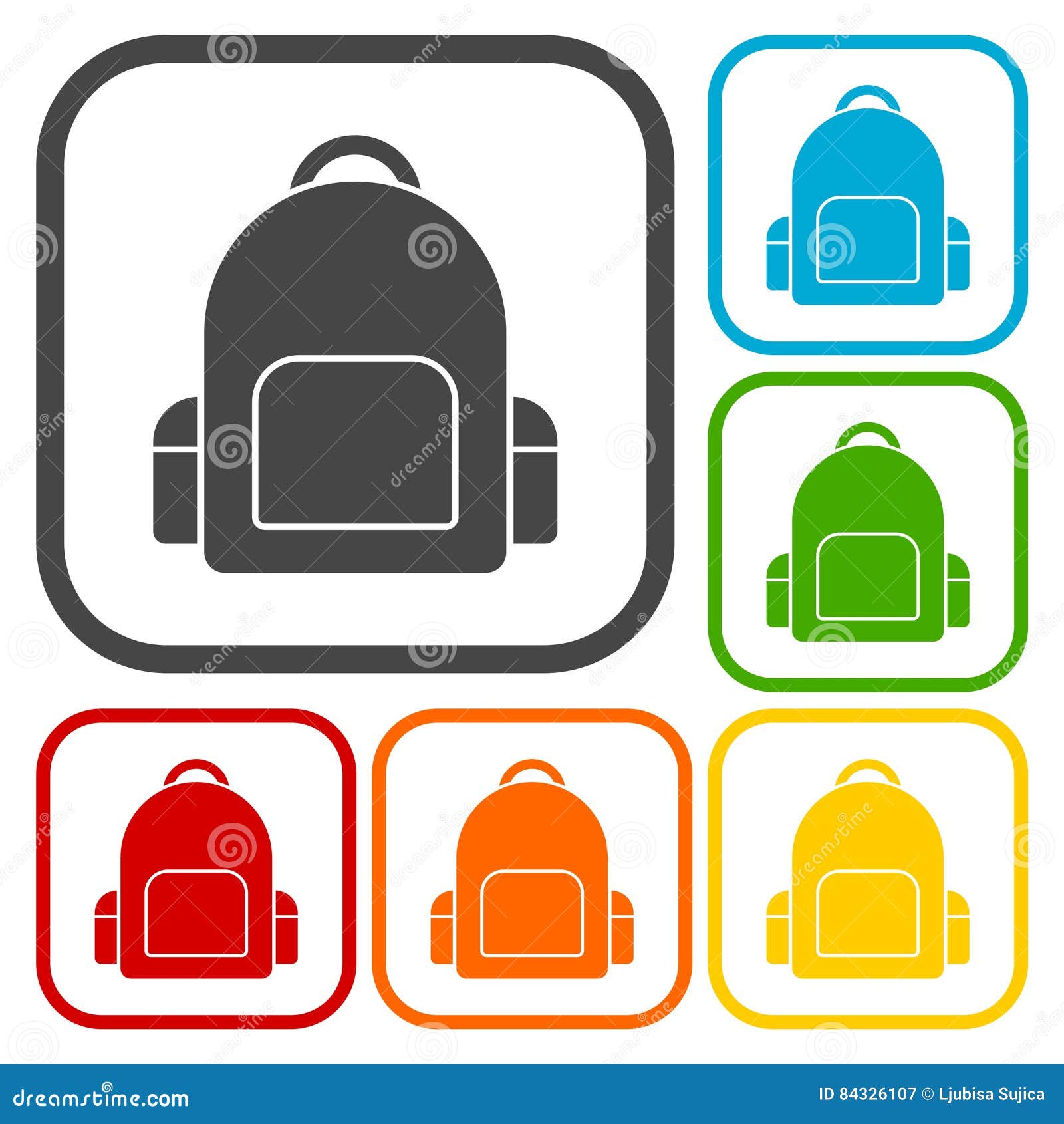 School bag icons set stock illustration. Illustration of grade - 84326107