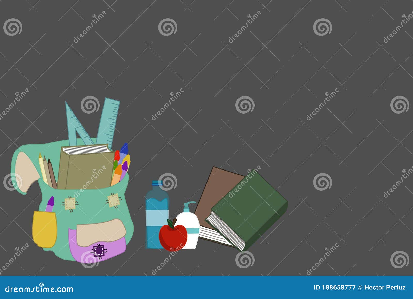 School Bag with School Objects and Food. Back To School Stock ...