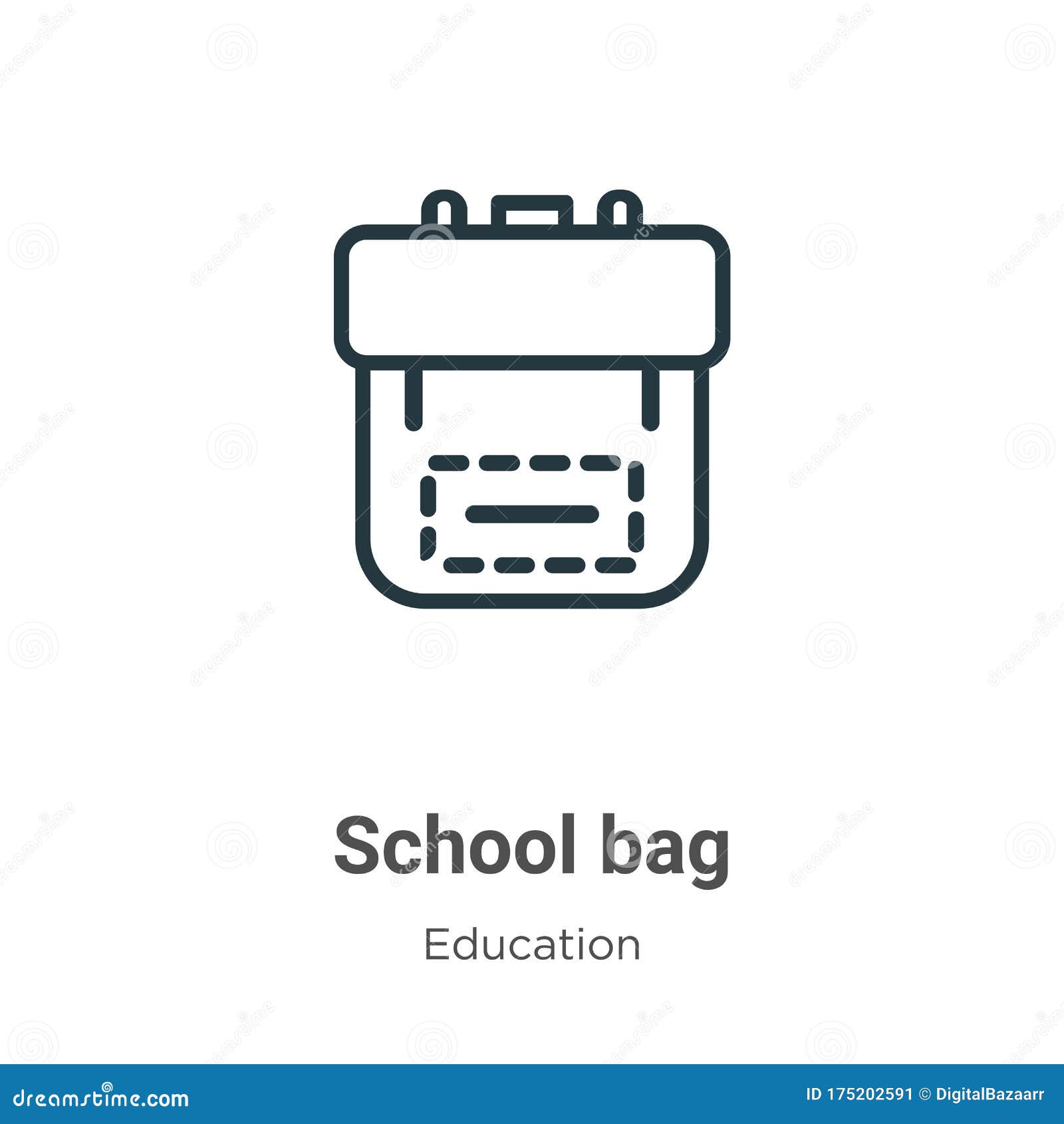 School Bag Outline Vector Icon. Thin Line Black School Bag Icon, Flat ...