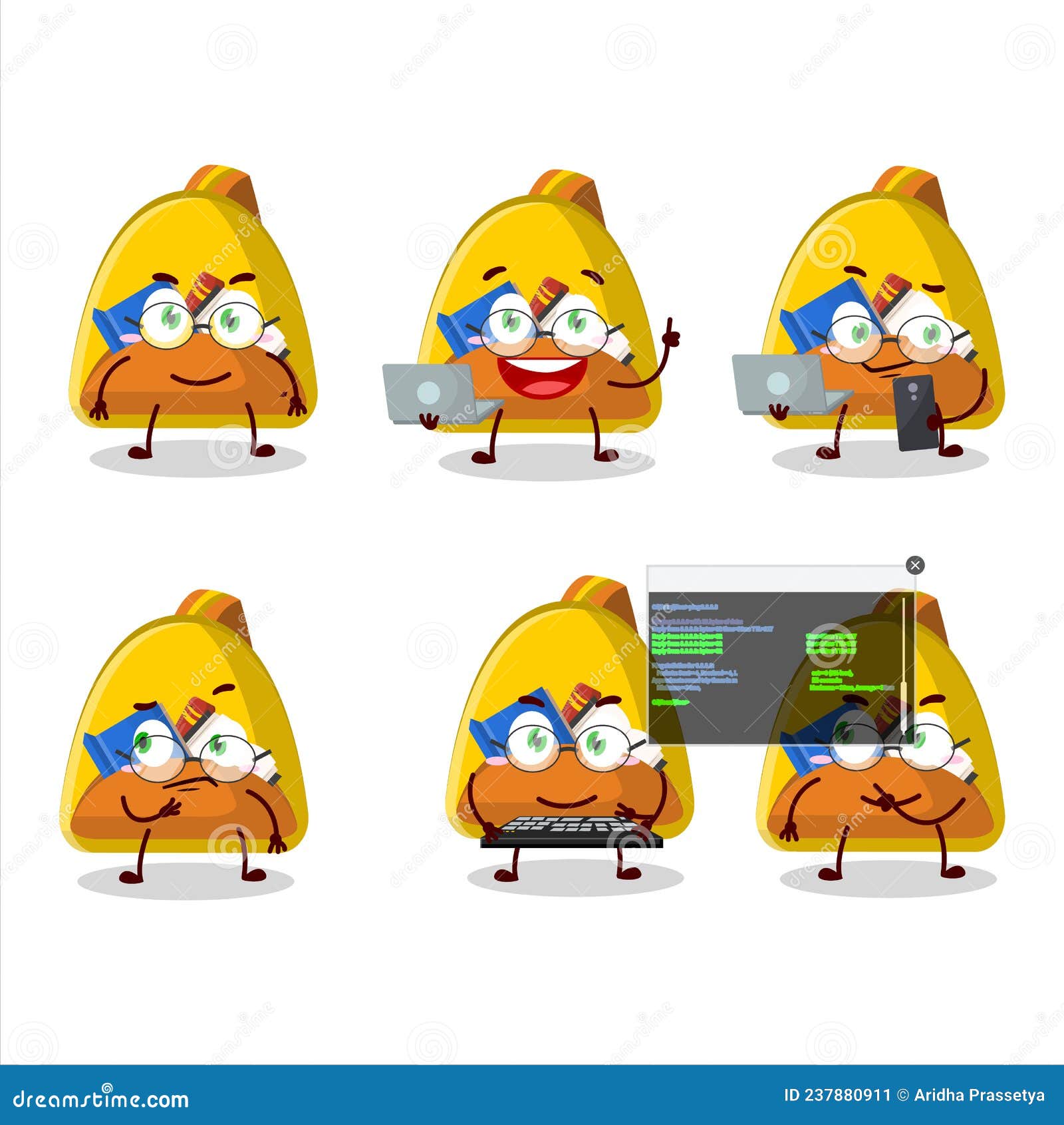 School Bag Programmer Cute Cartoon Character with Stock Vector ...