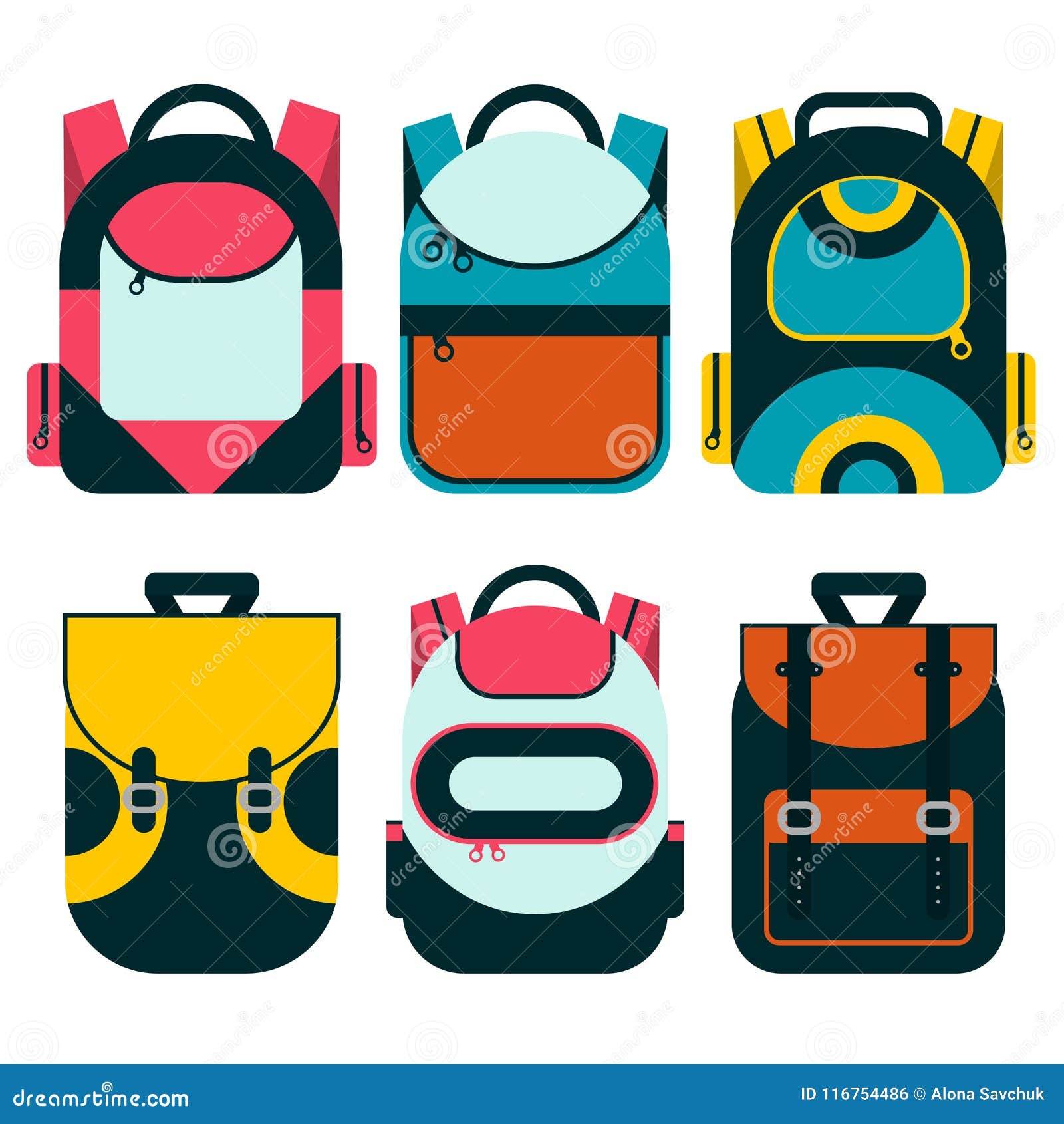 School Bags Flat Illustration. Bag for School Stock Vector ...
