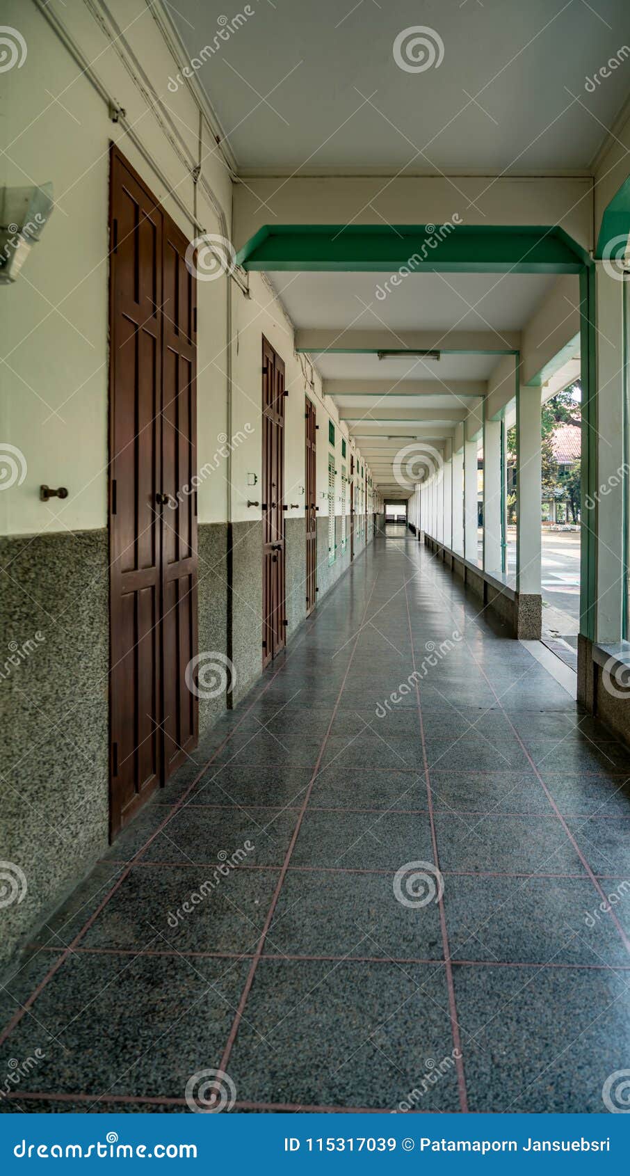 School balcony stock image. Image of corridor, wall - 115317039