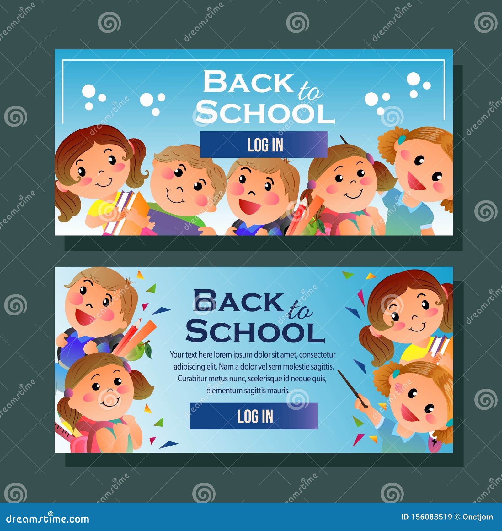 School Banner Horizontal Student Cartoon Stock Vector - Illustration of ...