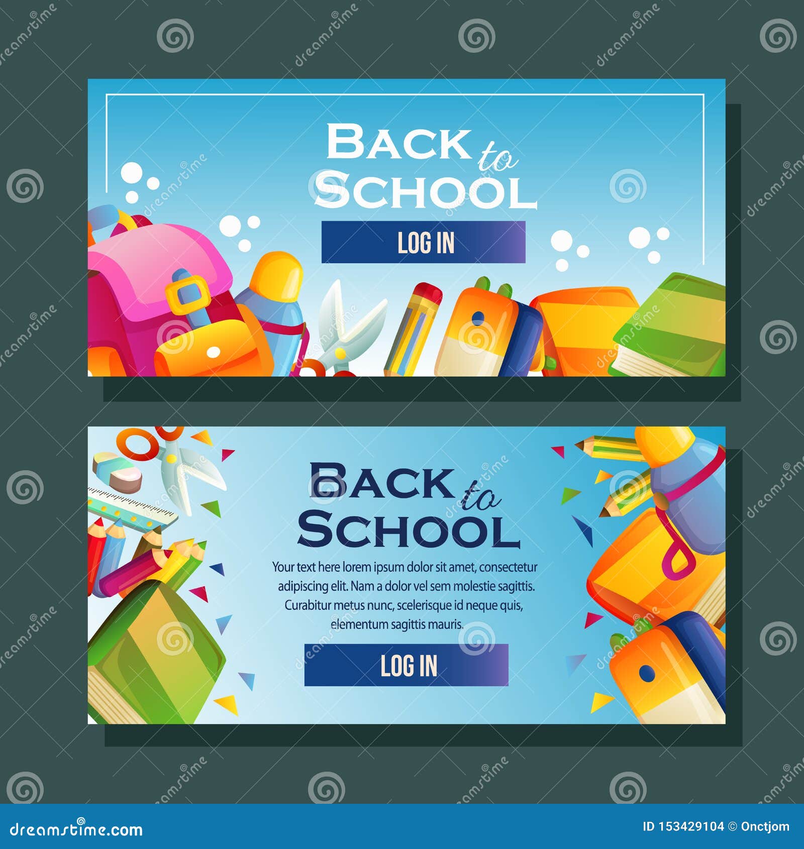 School Banner Horizontal School Supplies Stock Vector - Illustration of ...