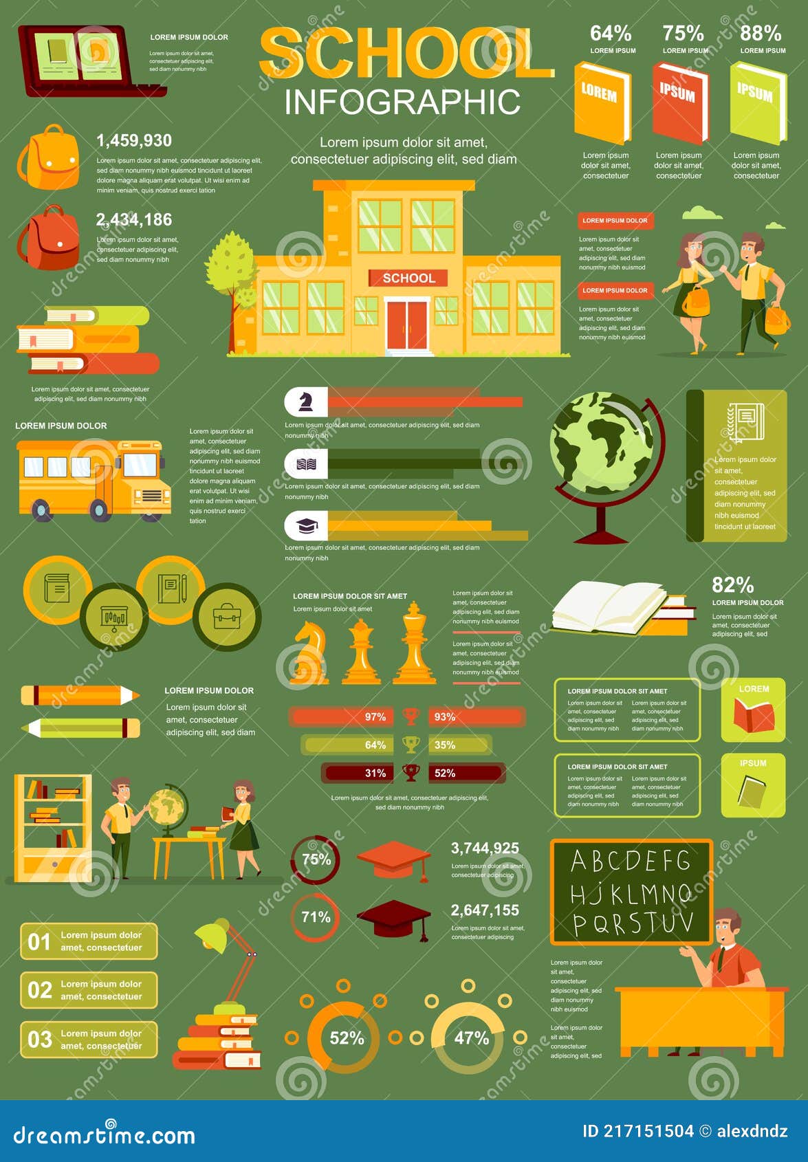 School Banner with Infographic Elements. Education Poster Stock Vector ...