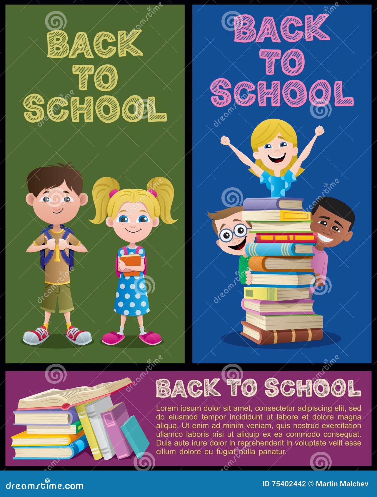 School Banner Set Part 2 stock vector. Illustration of child - 75402442
