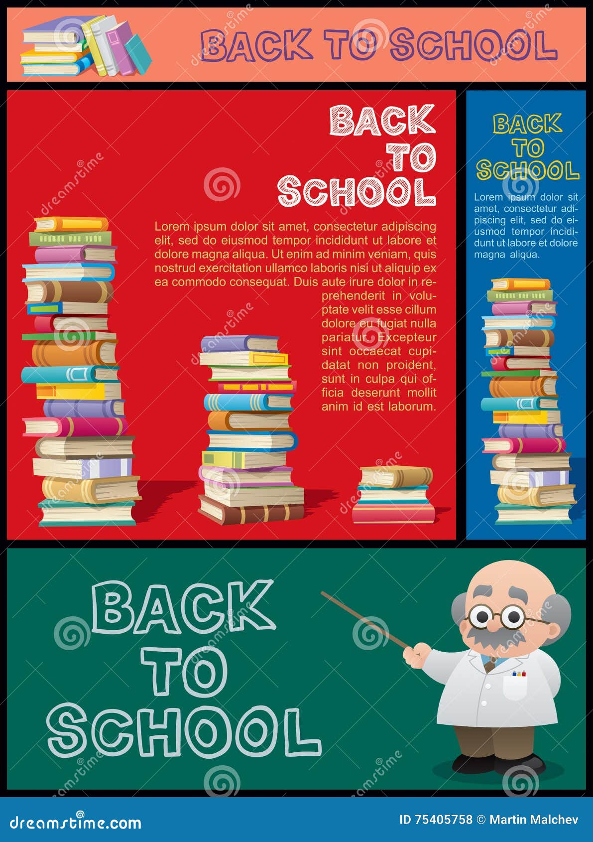 School Banner Set Part 3 stock vector. Illustration of flyer - 75405758