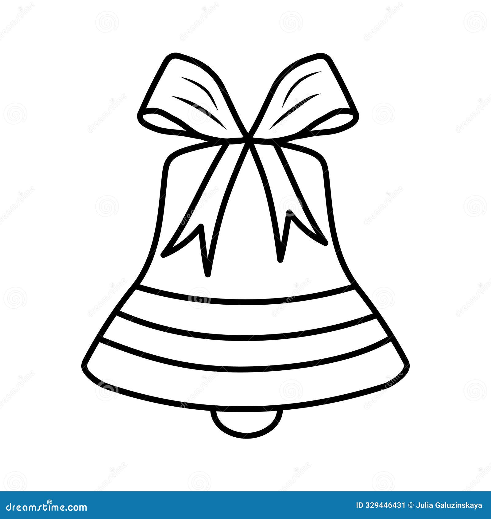 School Bell with Bow Doodle Icon. Ringing Bell Line Art Vector ...